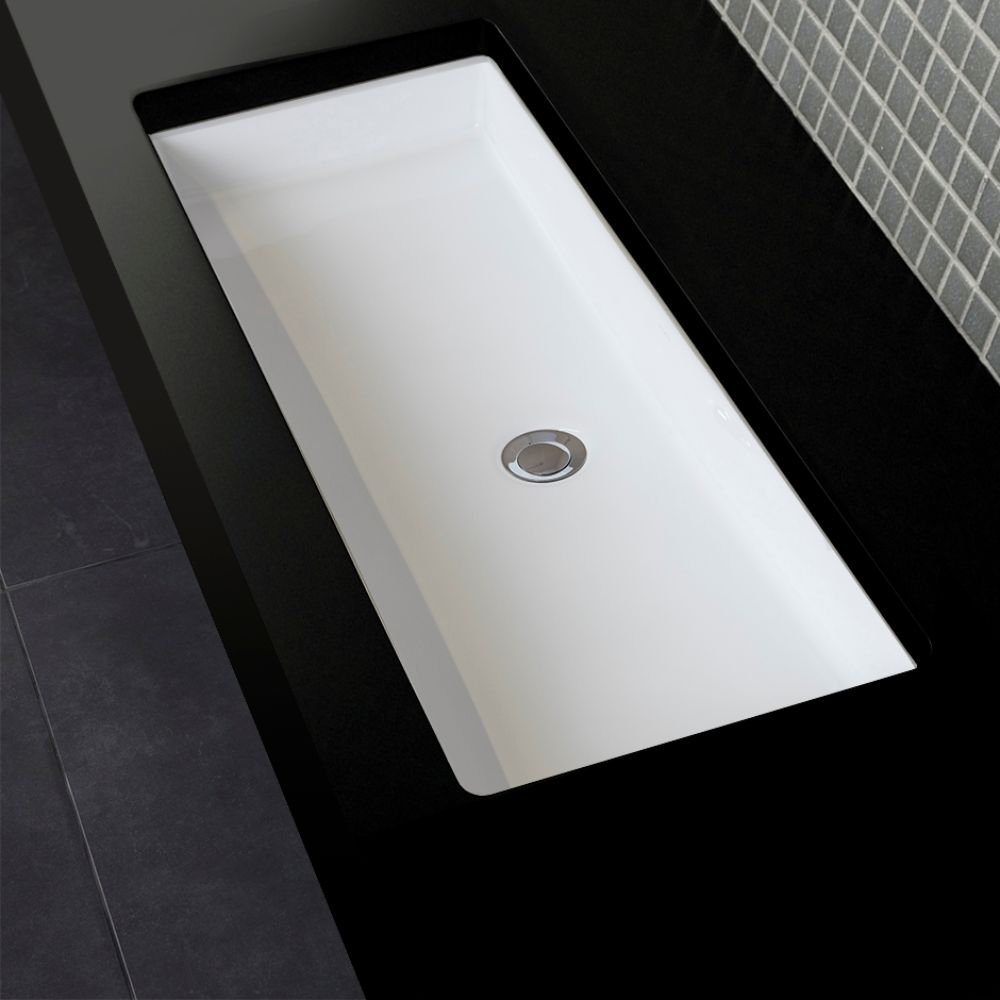 LACAVA White Rectangular Undermount Bathroom Sink with Overflow ...