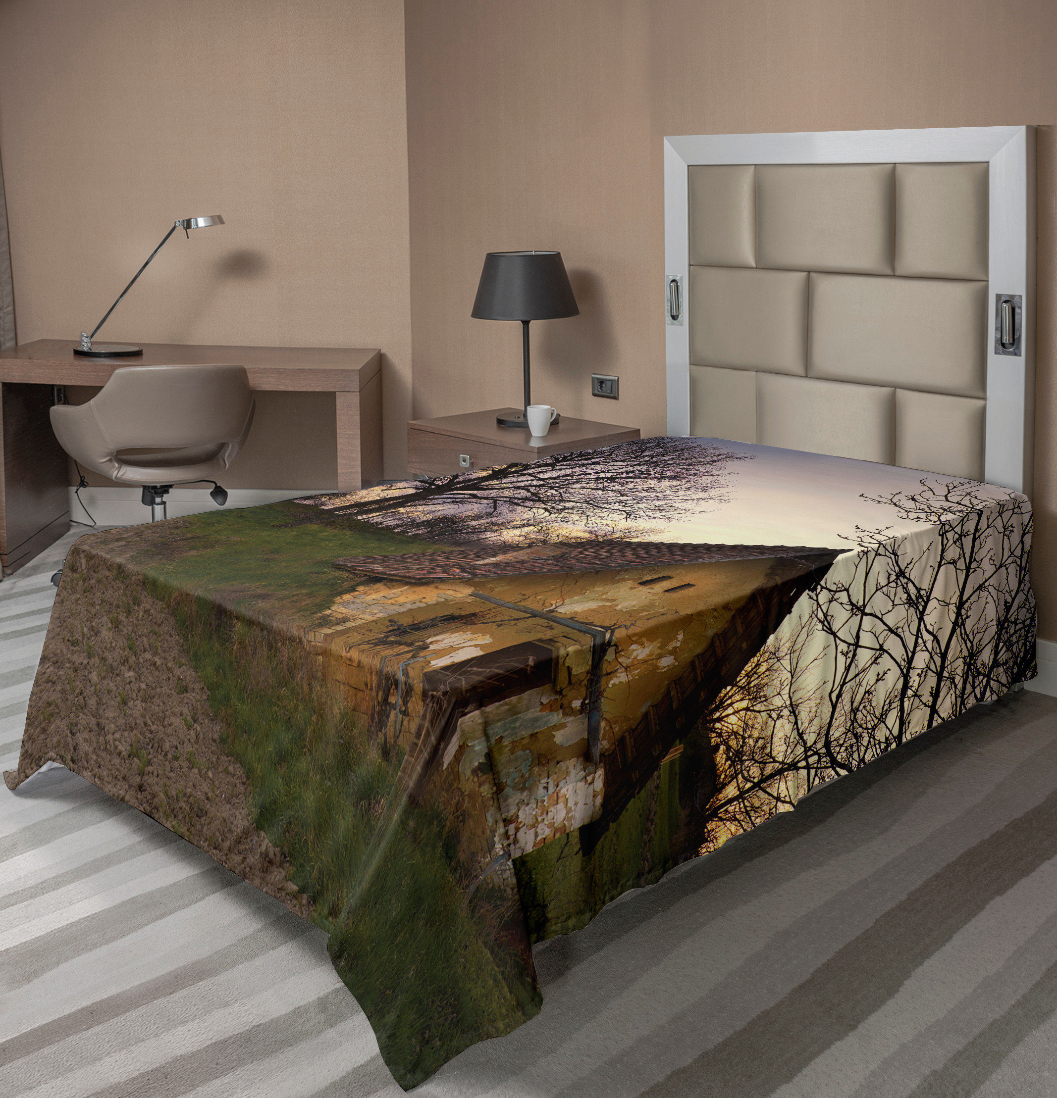 Ambesonne Rustic Top Flat Sheet Battered Stone House Multicolor | Wayfair