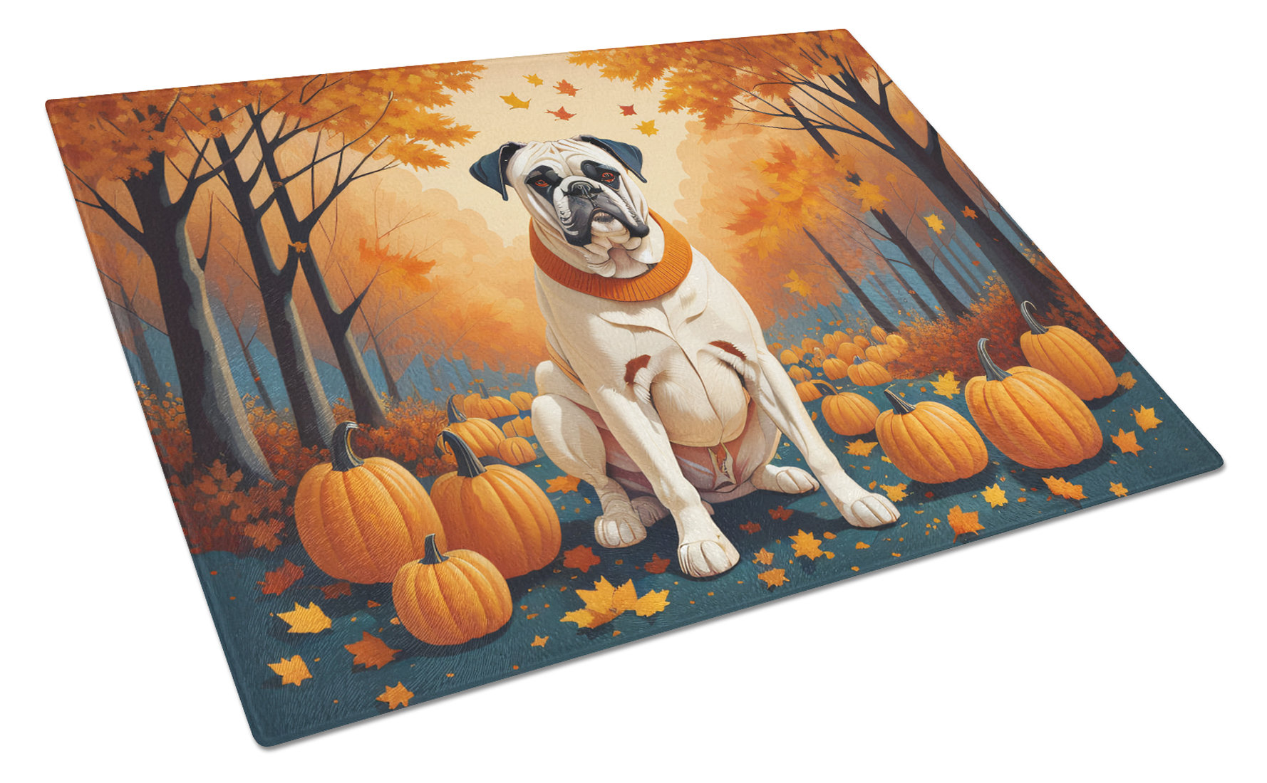 Caroline's Treasures White Boxer Fall Glass Cutting Board Large | Wayfair