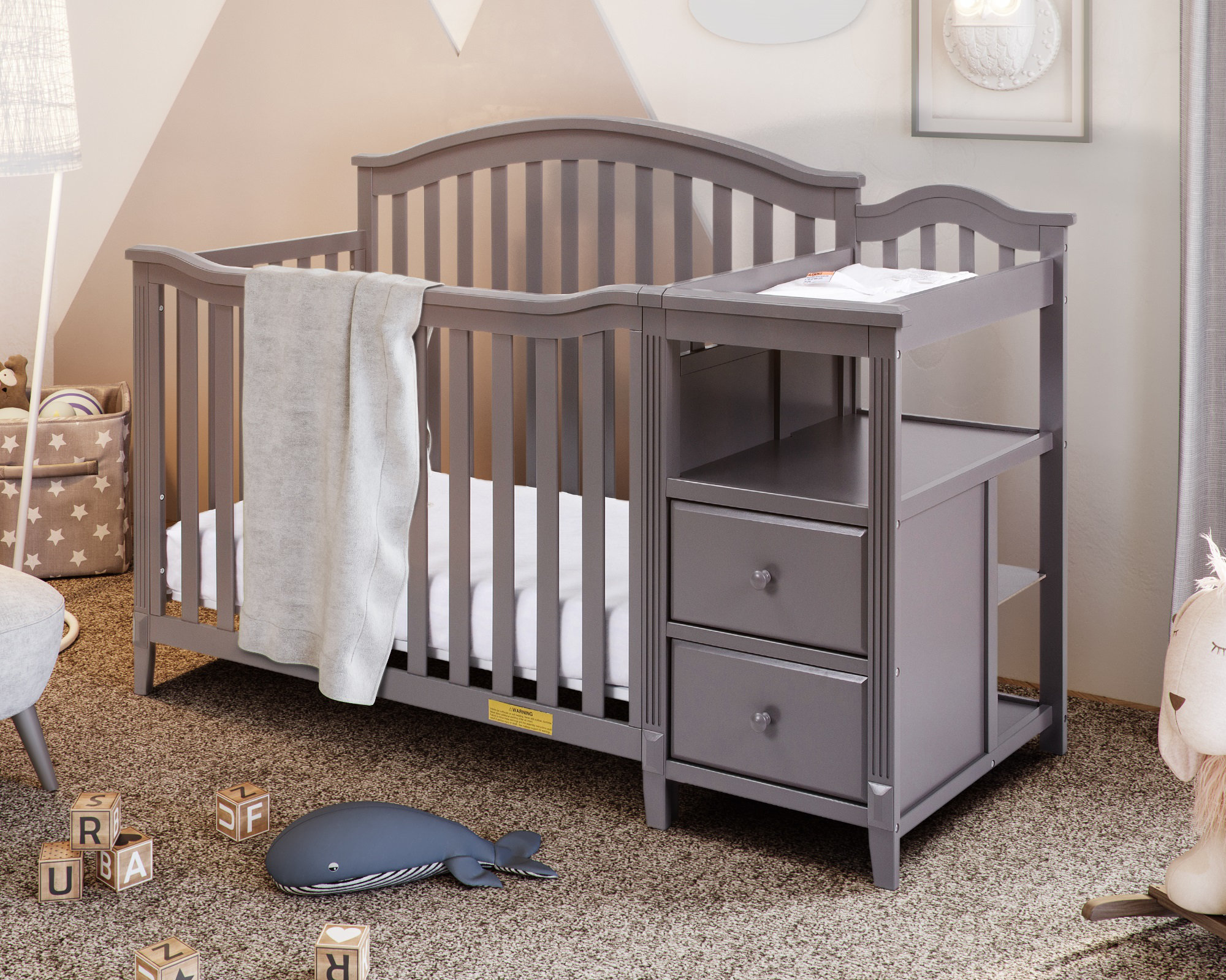 AFG Baby Furniture Kali 4-in-1 Convertible Crib and Changer with ...