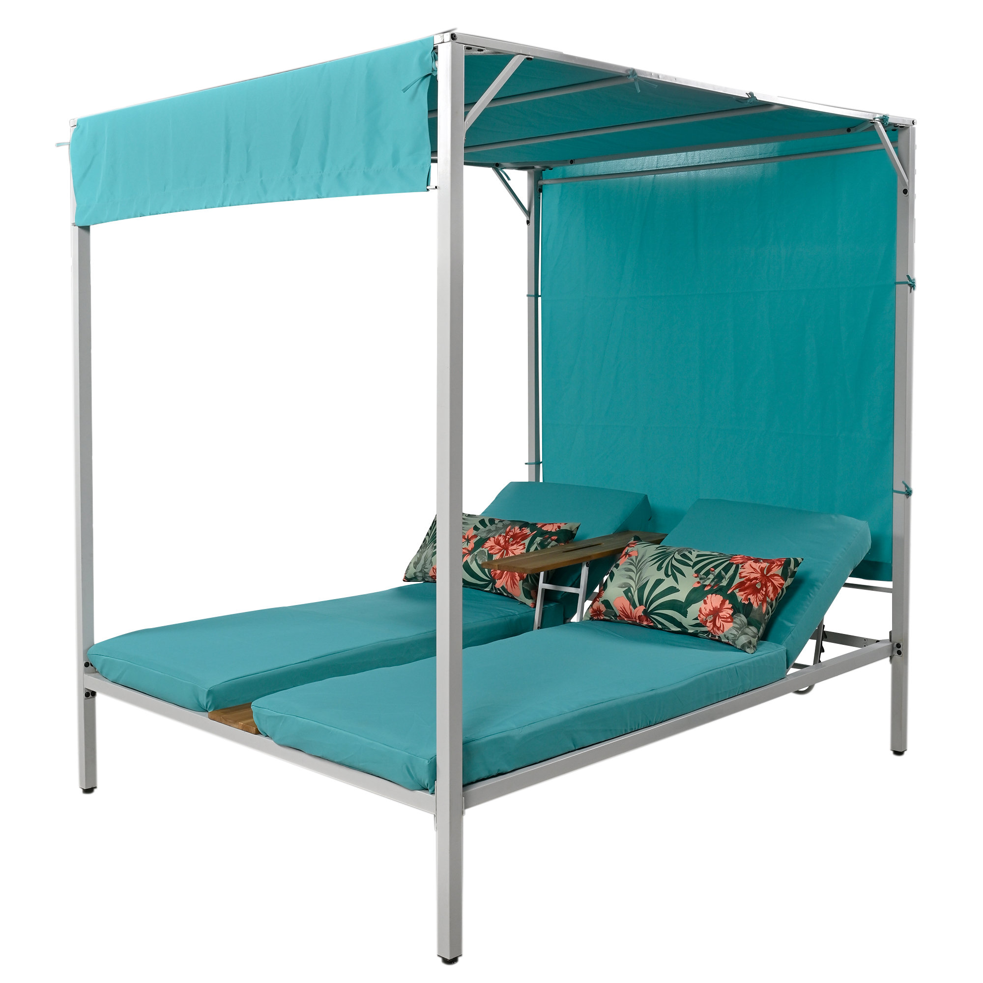 Ebern Designs U-Style Outdoor Patio Sunbed With Cushions, Adjustable ...