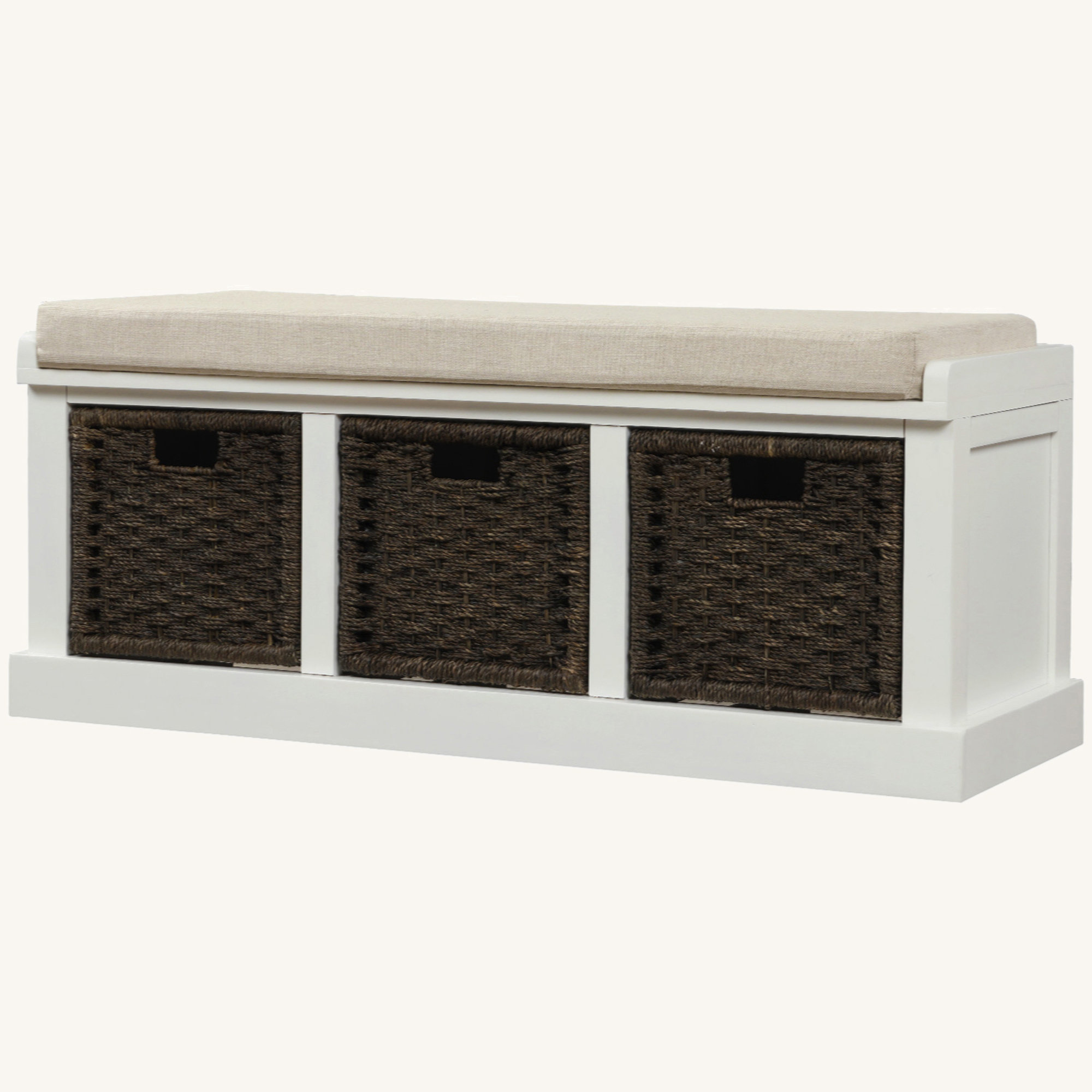Latitude Run® Rustic Storage Bench With 3 Removable Classic Rattan ...