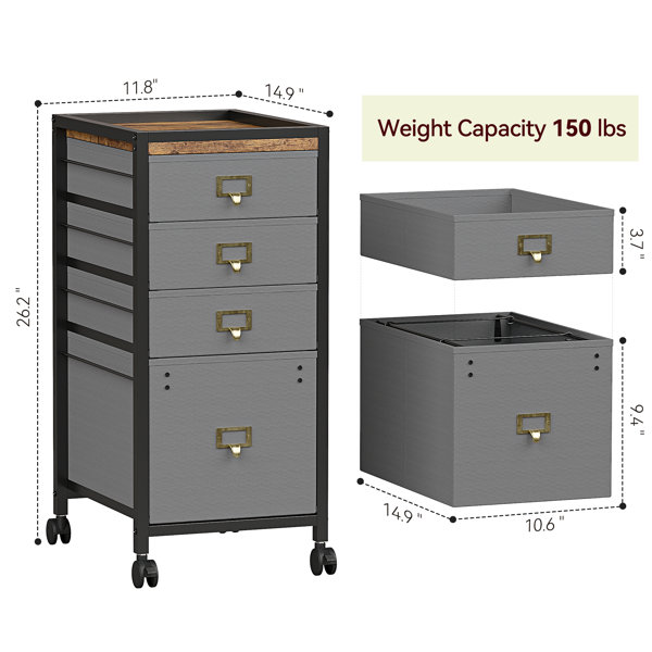 Ebern Designs Boose 14.9'' Wide 4 -Drawer Mobile Steel File Cabinet ...