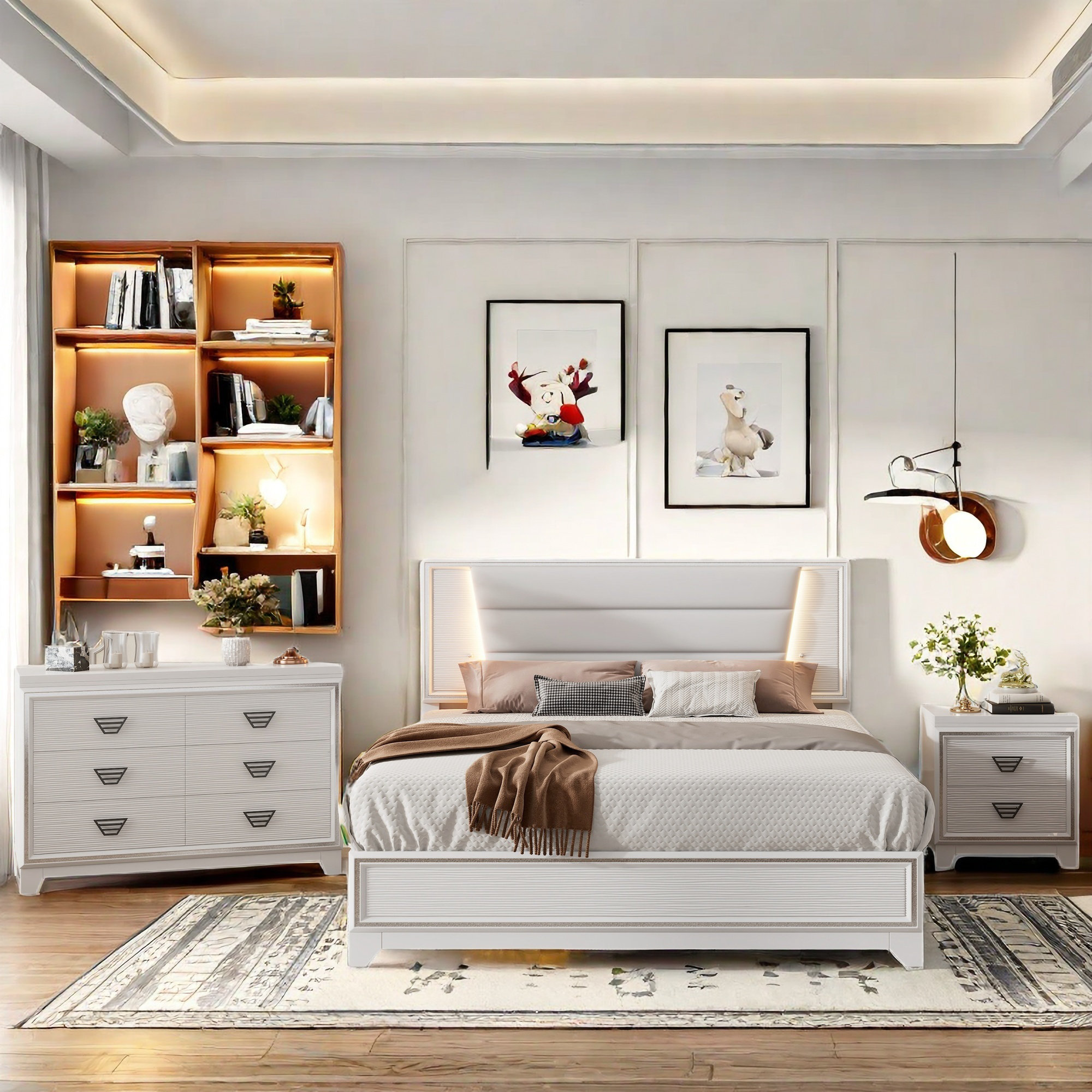 Wrought Studio™ Metabel Bedroom Sets Included Upholstered Bed ...