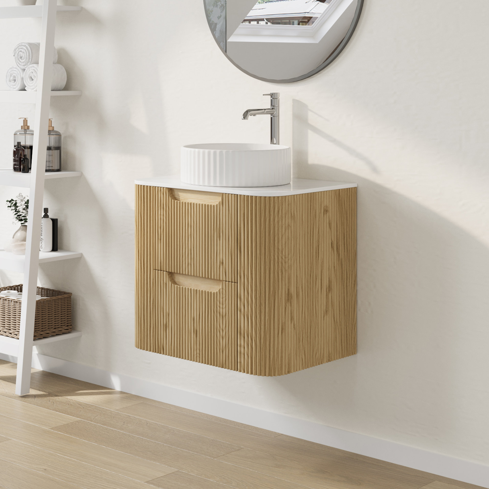 Ophelia & Co. 24" Floating Bathroom Vanities with Single Sink,Natural ...