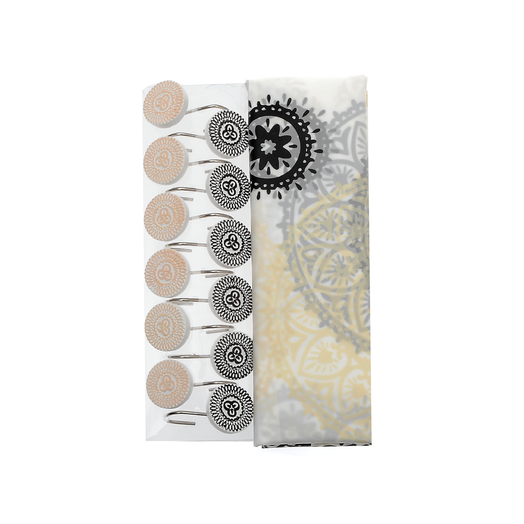 iH casadécor Peva Shower Curtain With 12 Polyresin Hooks (Henna ...