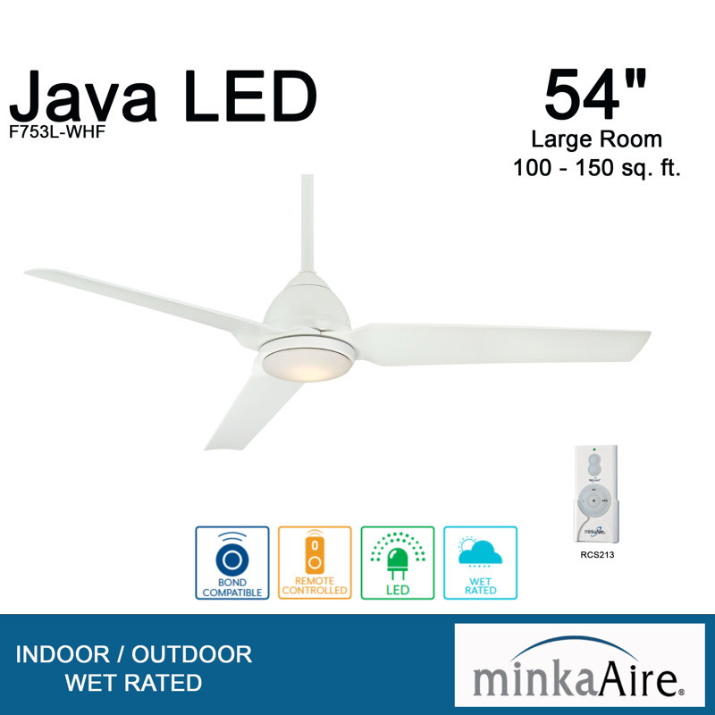 Minka Aire 54" Java 3-Blade Outdoor LED Propeller Ceiling Fan with ...