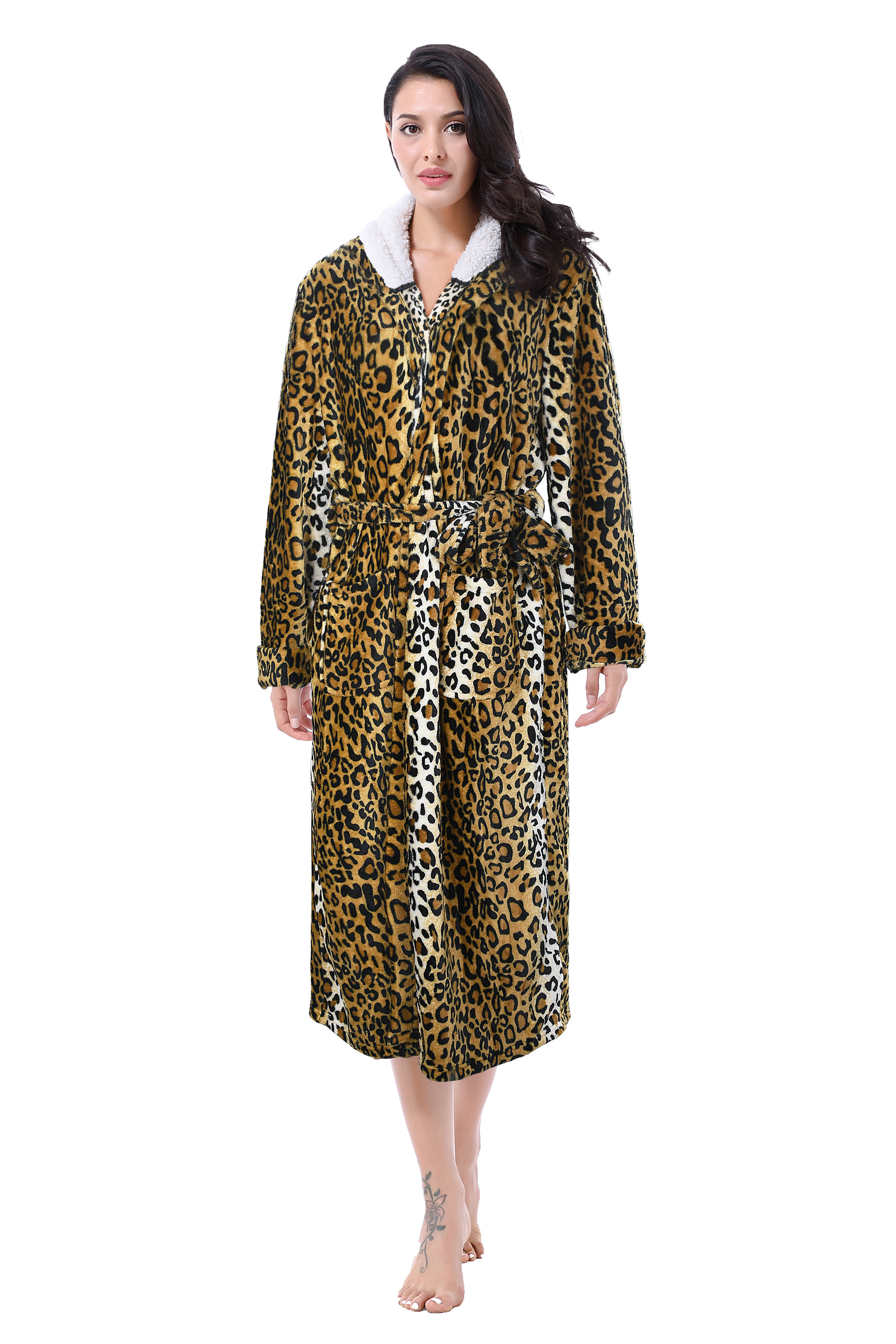 Catalonia Women's Plush Fleece Long Robe with Hood, Warm Comfy Fluffy ...