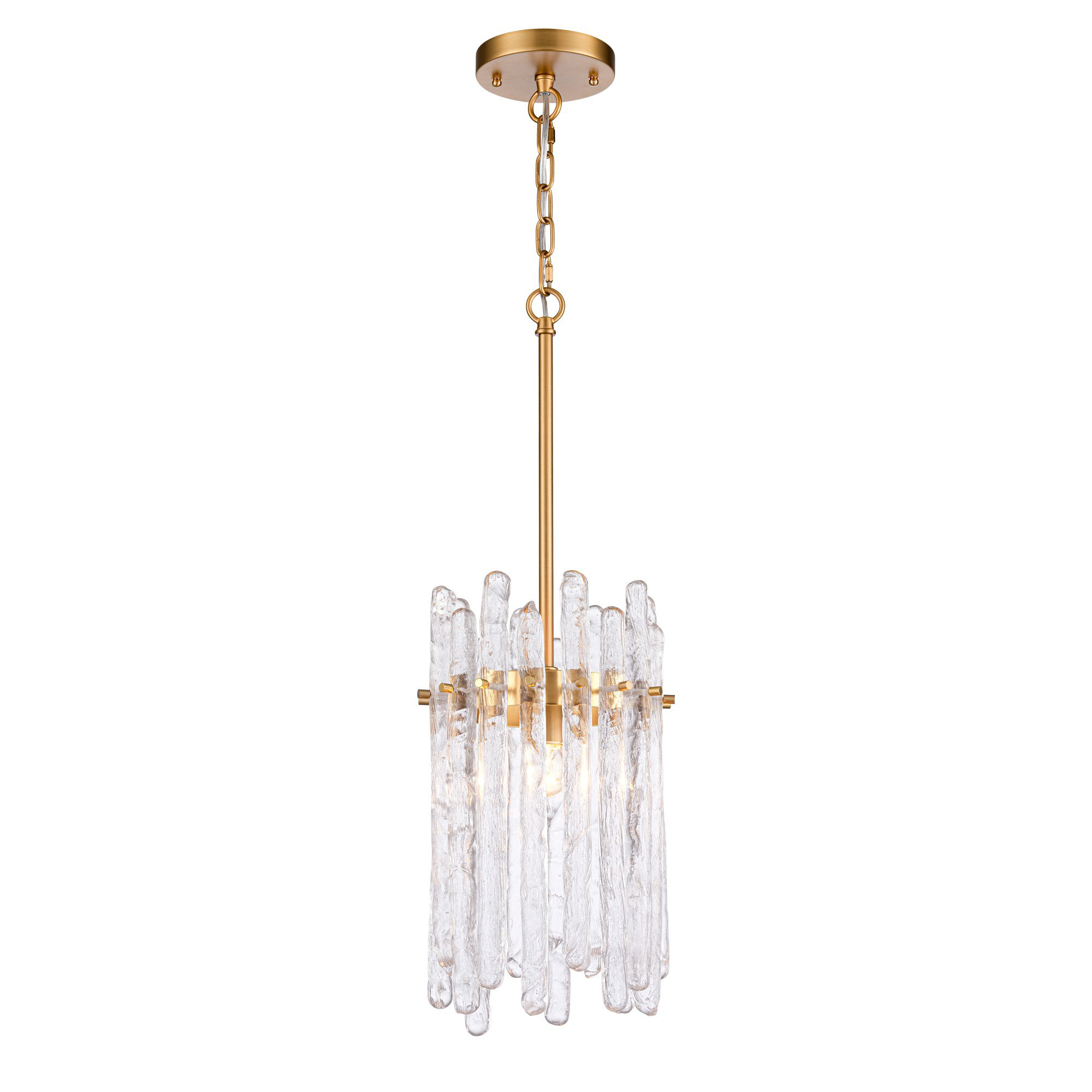 Hokku Designs Icicles Pendant in Brass with Handmade Textured Glass ...