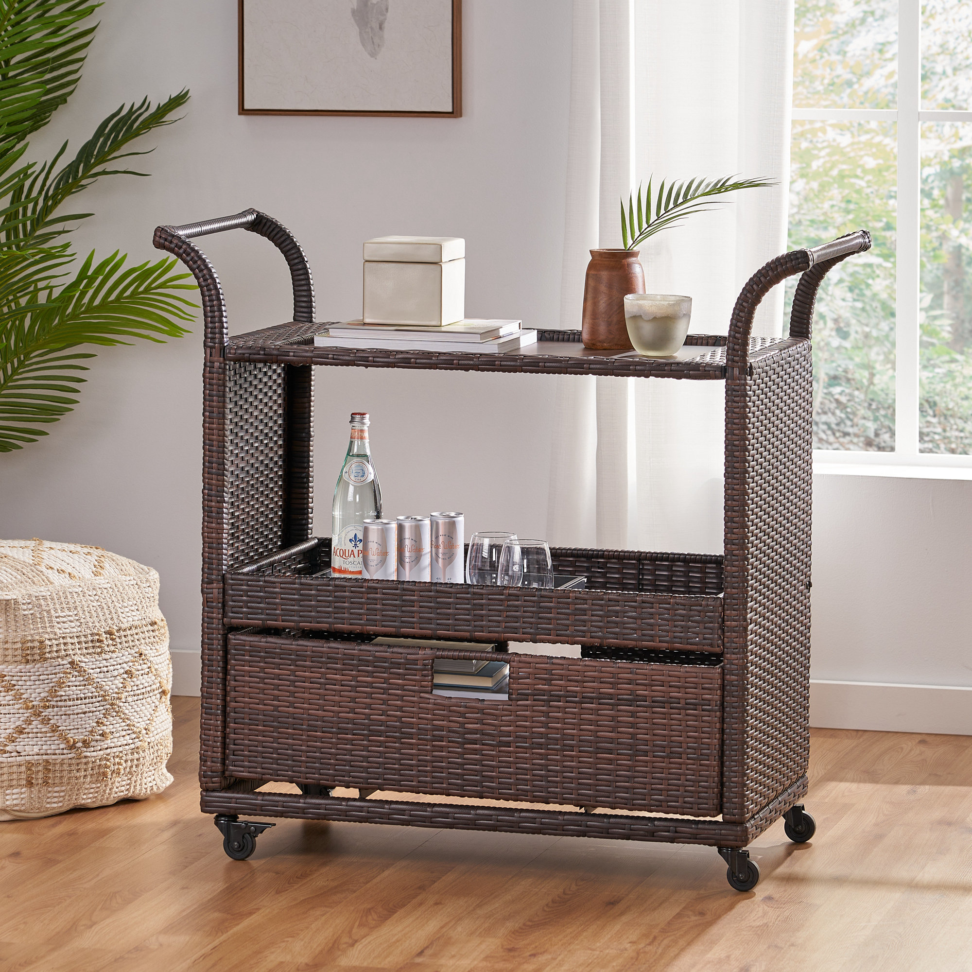 Winston Porter OUTDOOR BAR CART with storage drawer | Wayfair