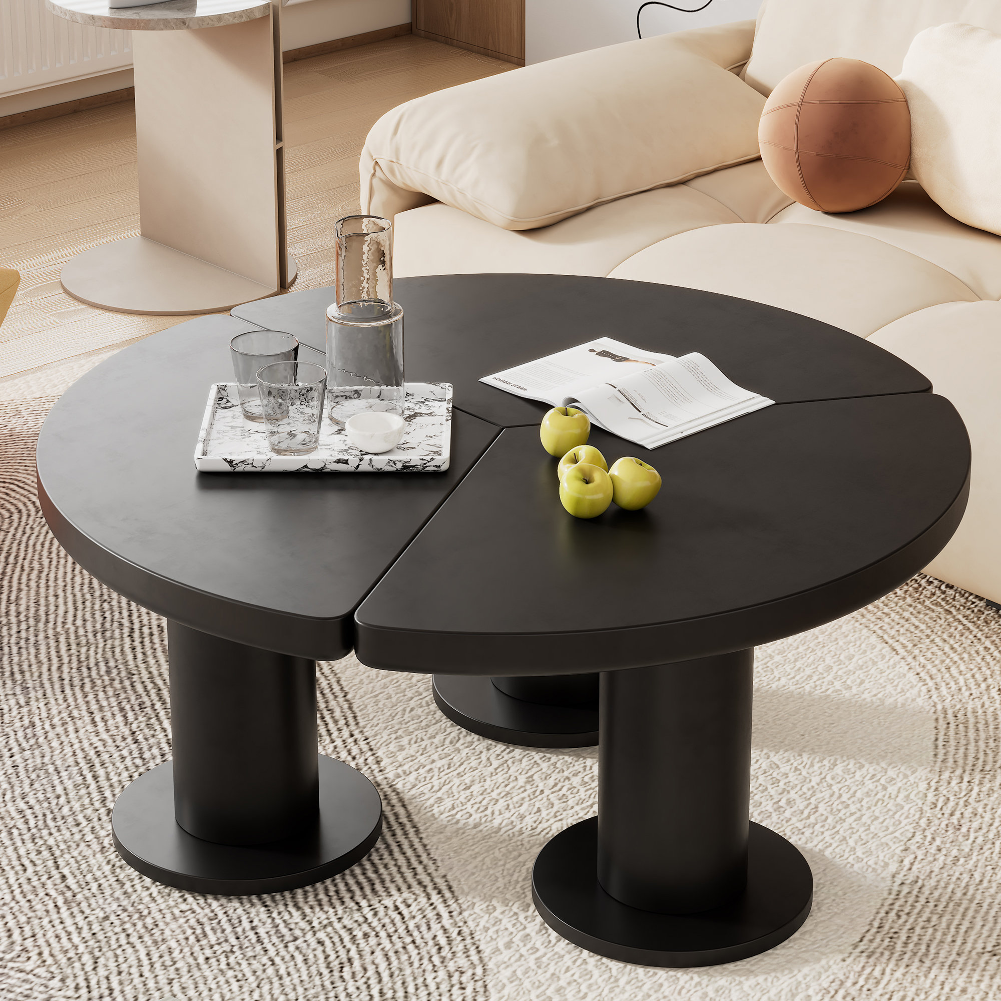 Latitude Run® Easy Assembly Round Petal-Shaped Coffee Table, Style ...