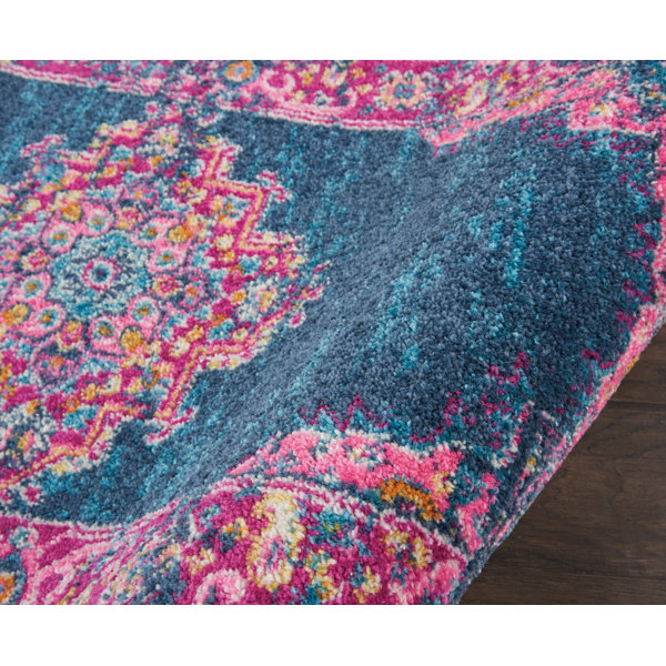 Mercury Row® Abbate Oriental Navy Blue/Pink Area Rug & Reviews | Wayfair