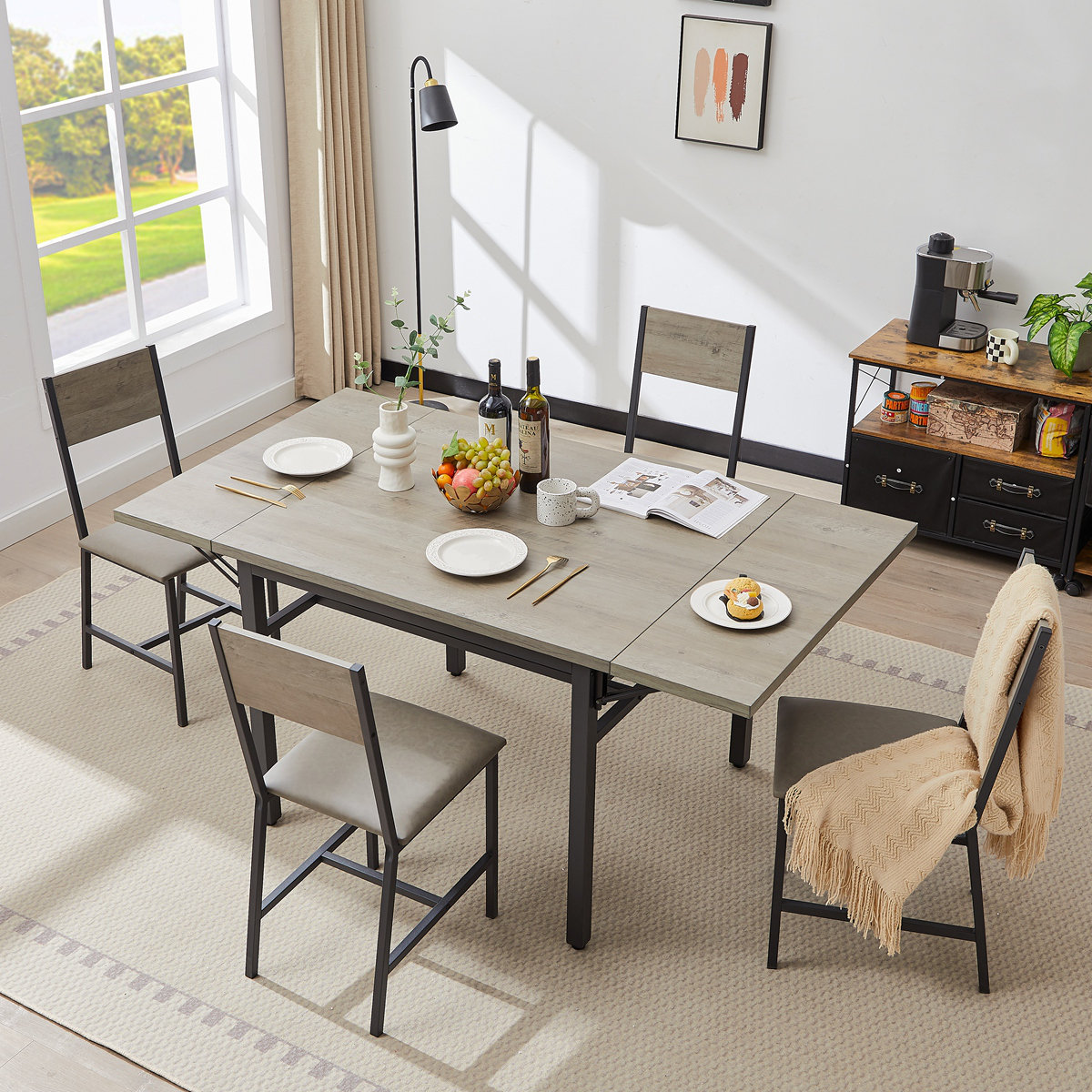 George Oliver Folding Dining Table, 1.2 Inches Thick Table Top, For ...