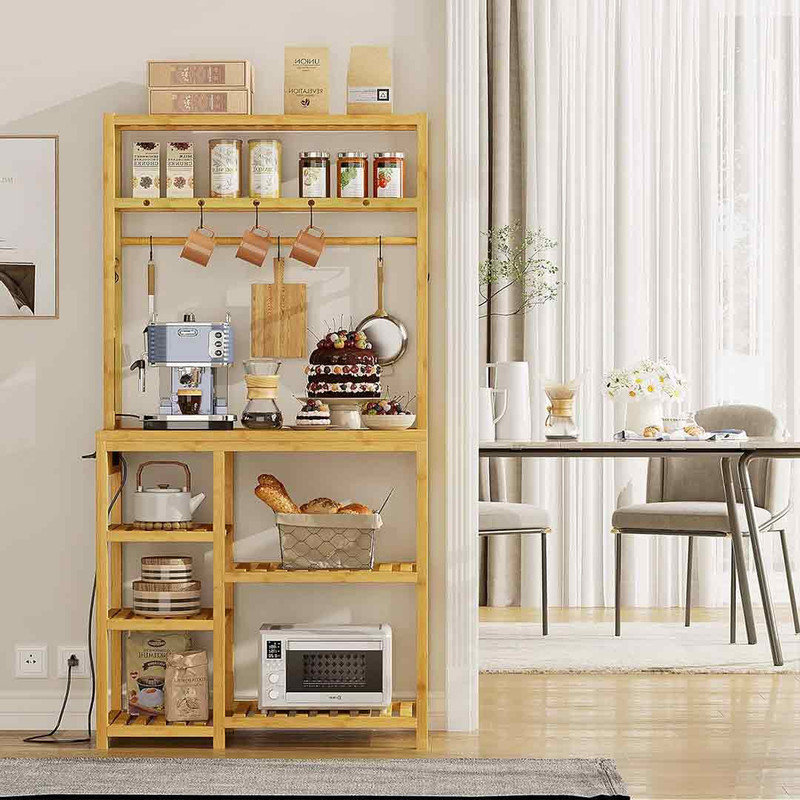 Hokku Designs Bakers Rack with Power Outlets, 8-Tier Microwave Stand ...