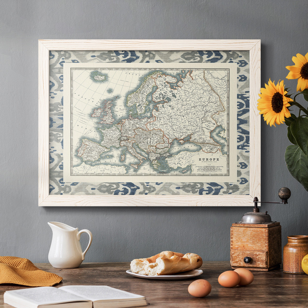 Williston Forge Bordered Map of Europe - Single Picture Frame Print on ...