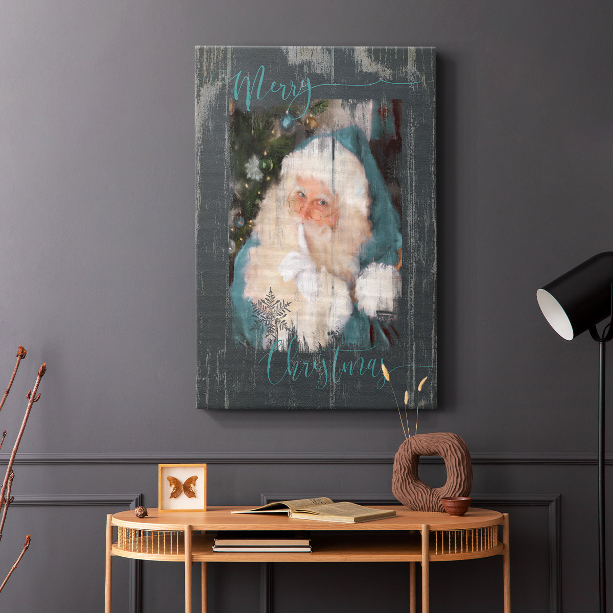 Lark Manor™ Teal Santa -Gallery Wrapped Cavas | Wayfair
