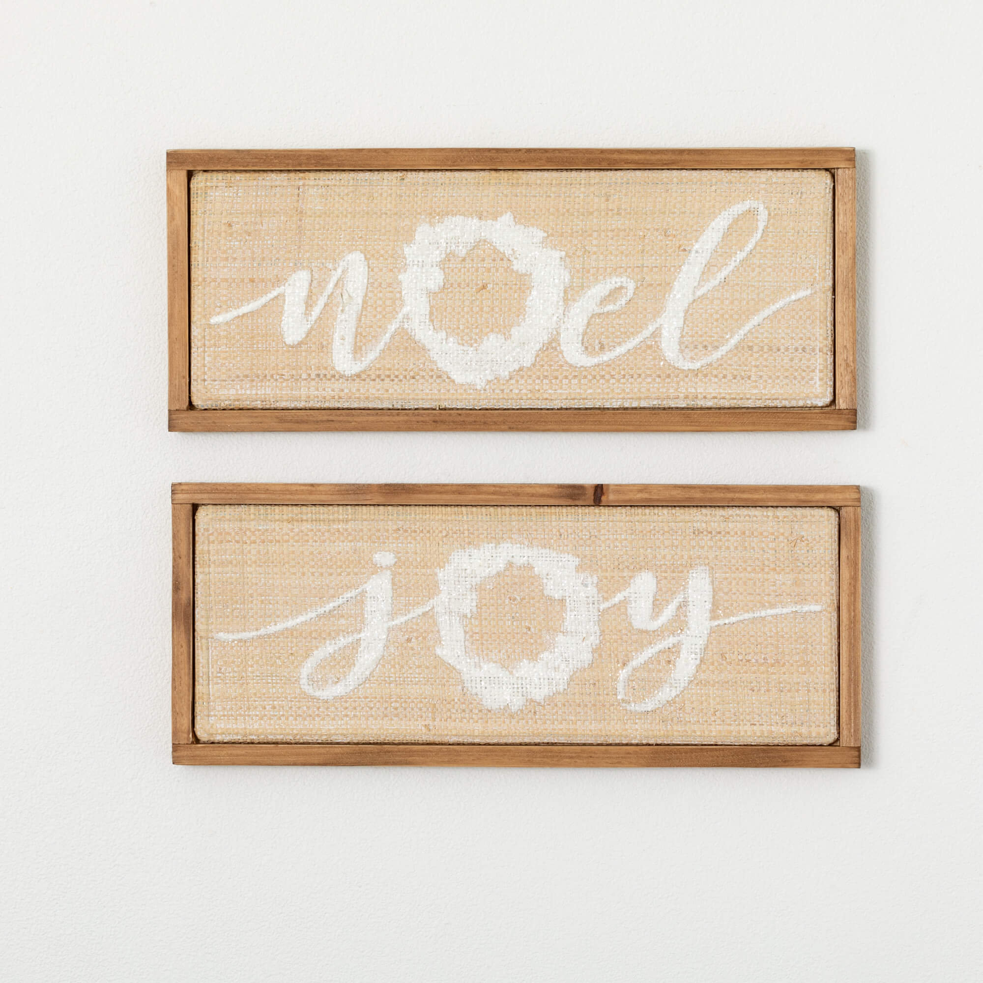 Clover Lane 19.25" Christmas Text Wall Decor Set of 2, White-Brown ...