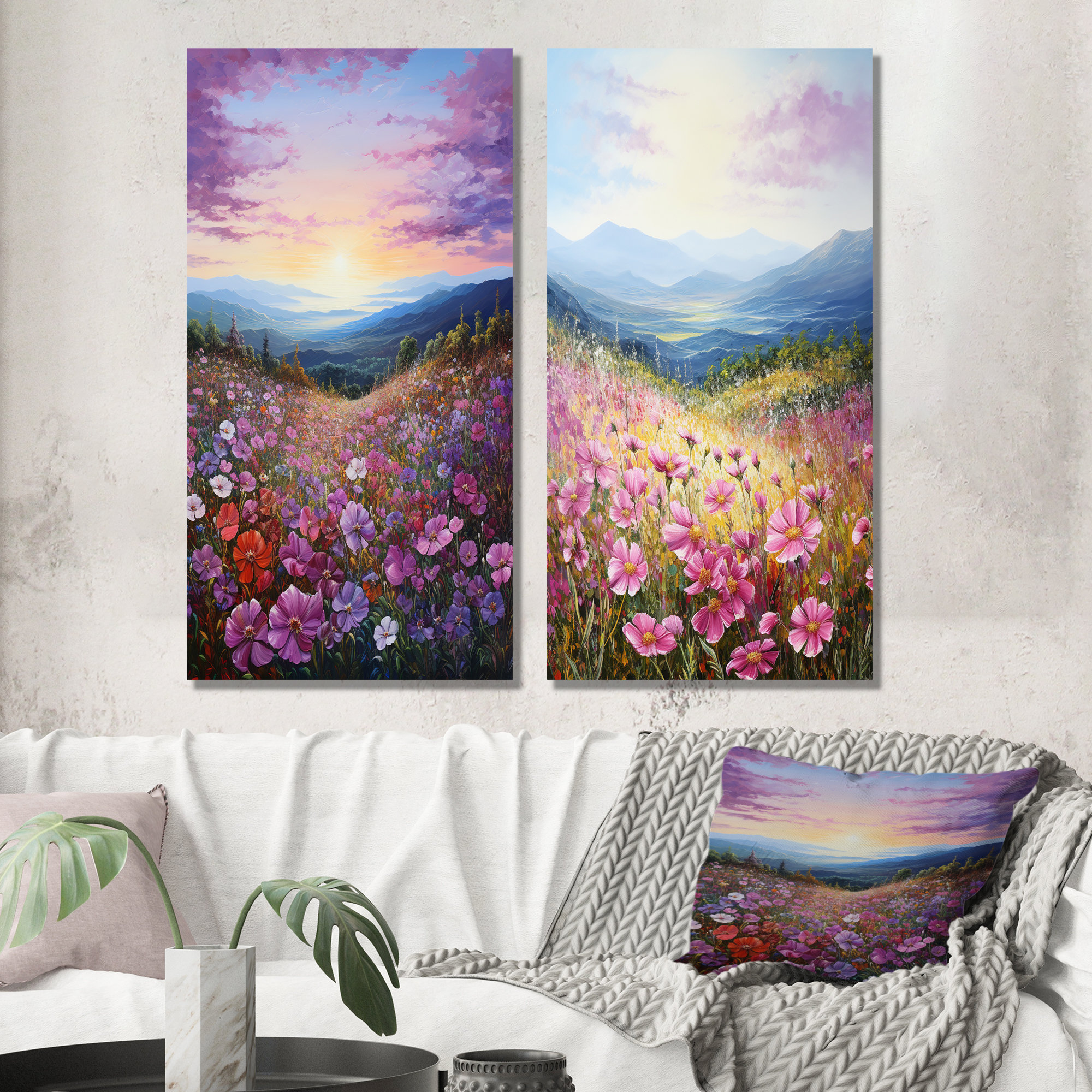 Millwood Pines Pink And Purple Roses Hill Flower Field - Flower Field ...
