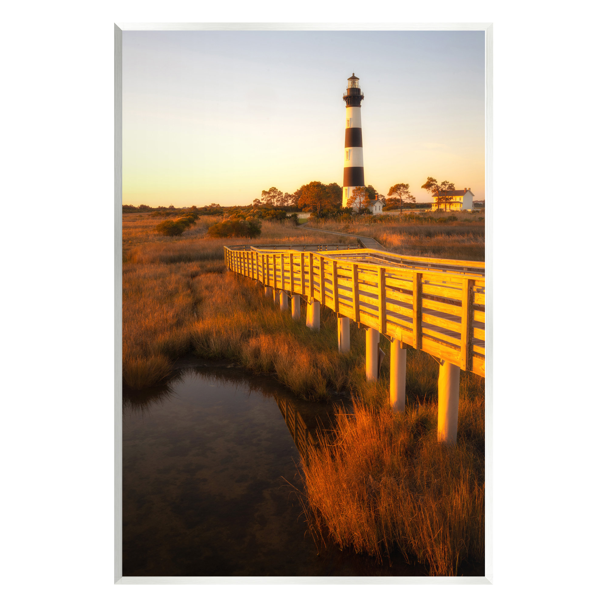 Stupell Industries Bb-349-Wood Bridge To Lighthouse On Canvas by Danny ...