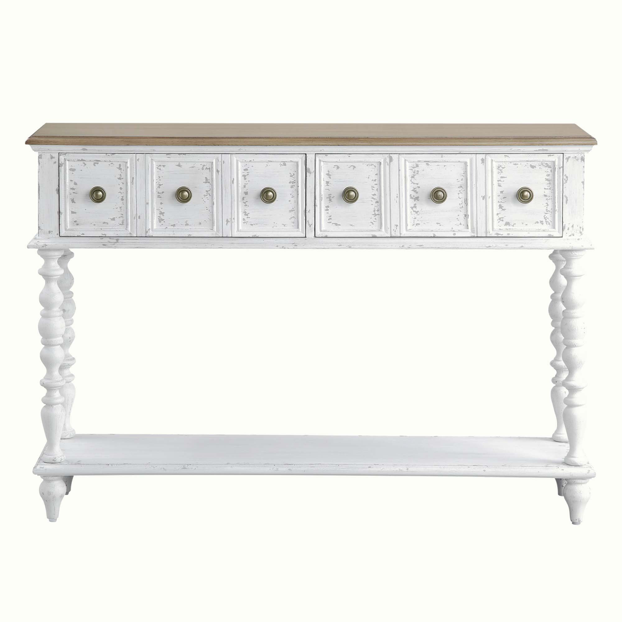 House of Hampton® Bence Dark Charcoal & Antique White Finish Console ...