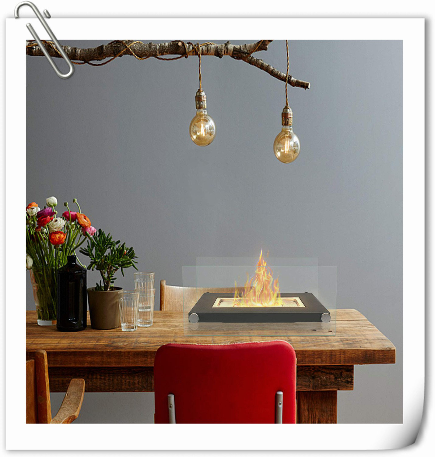 GLOBAL GIRLS LLC Tabletop Fire Tabletop Fireplace with Flame Guard ...
