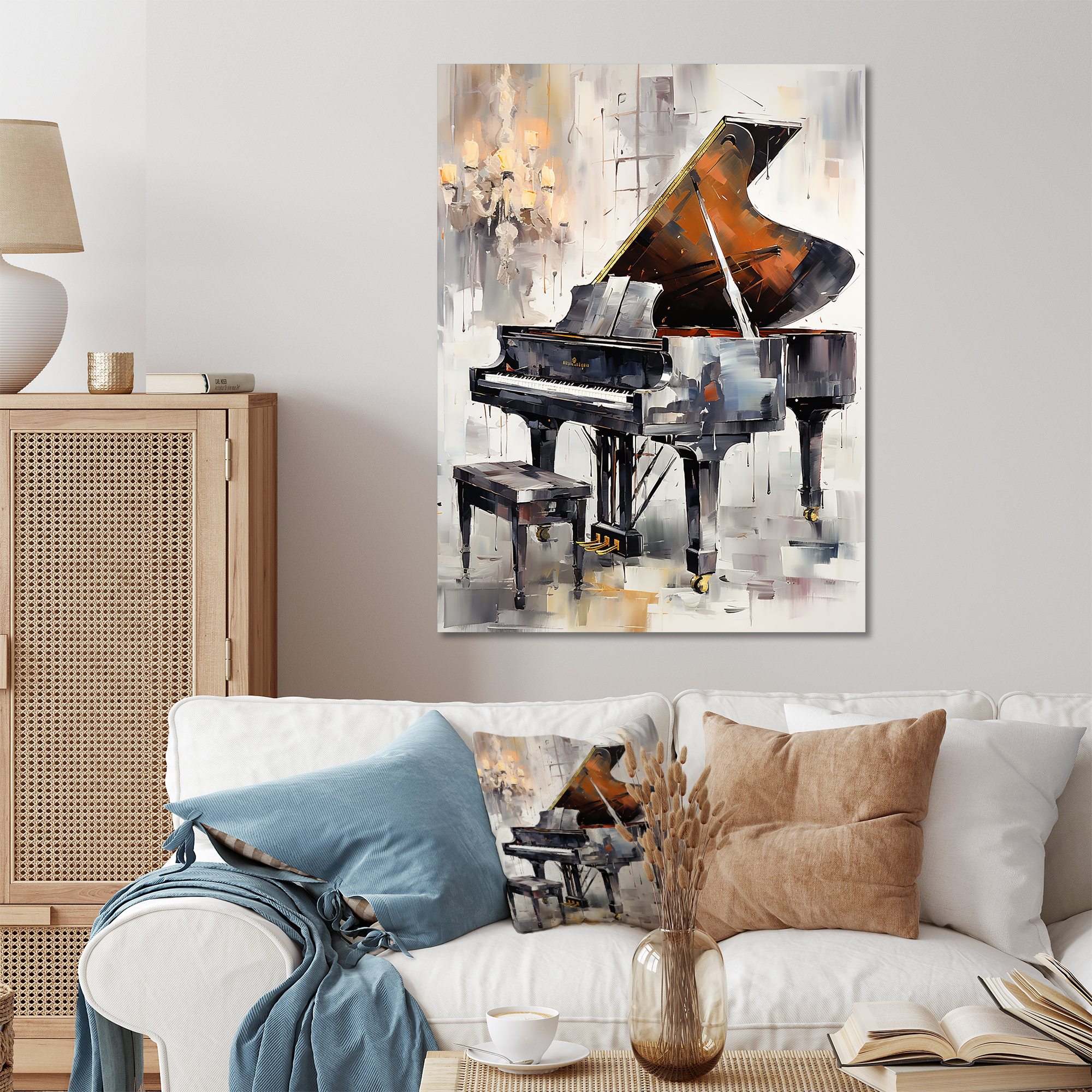 Ivy Bronx Midnight Black Piano Tranquility II - Music Metal Wall Art ...