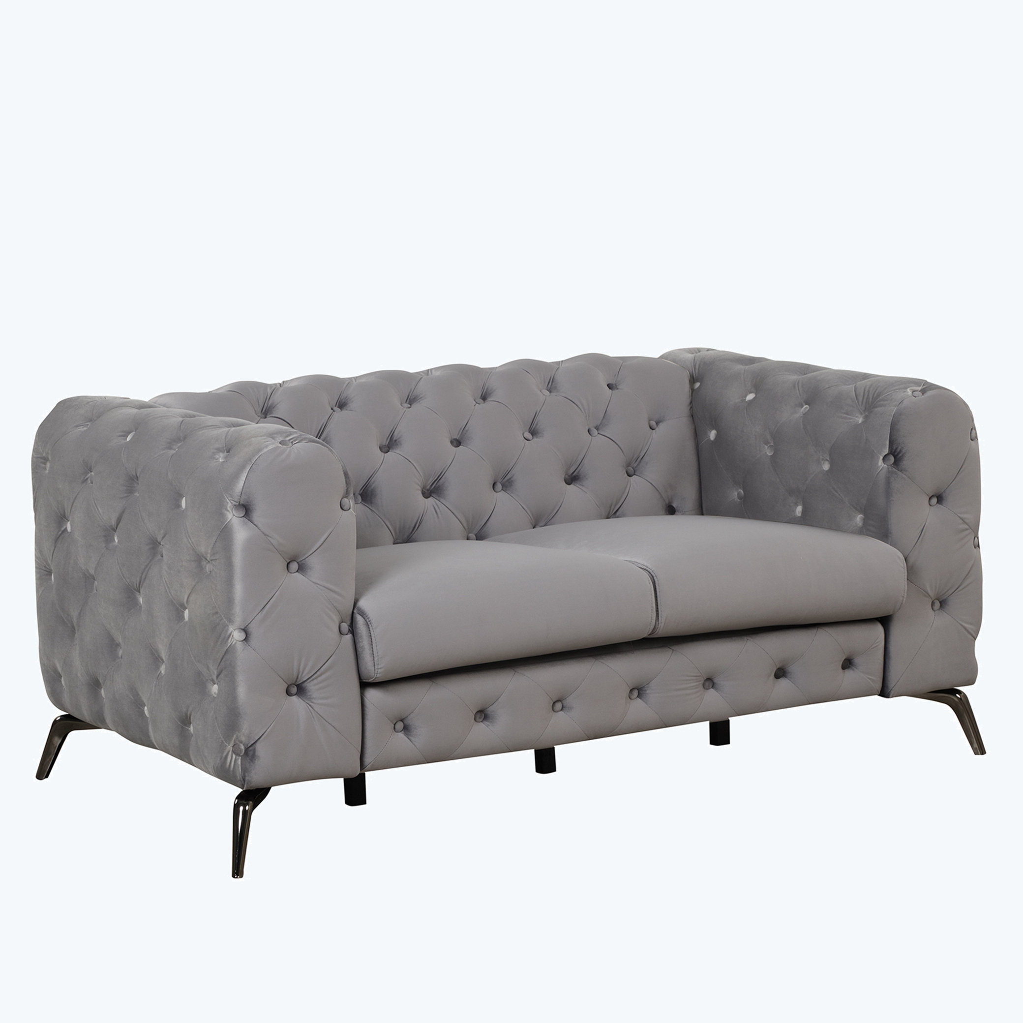 Ivy Bronx Iric 63'' Velvet Round Arm Settee | Wayfair
