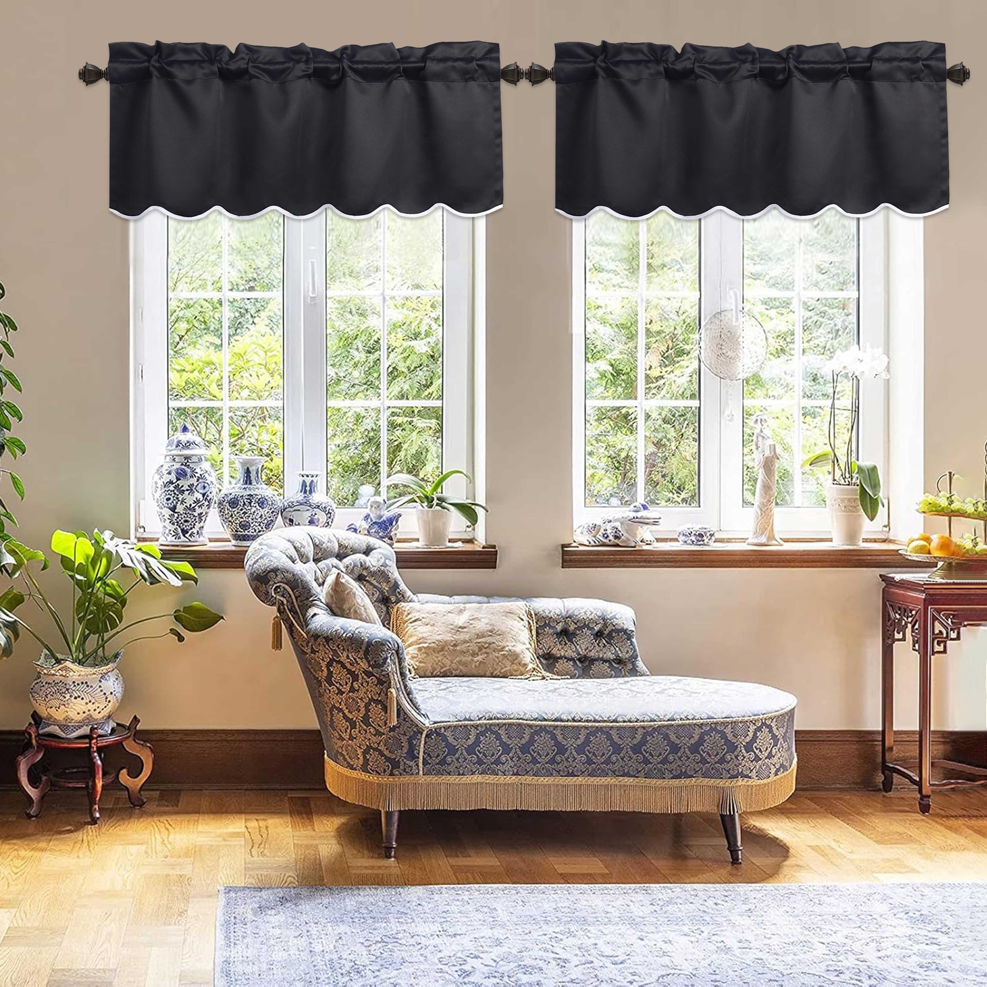Winston Porter 2 Panels Blackout Window Treatment Valances, Solid Color ...