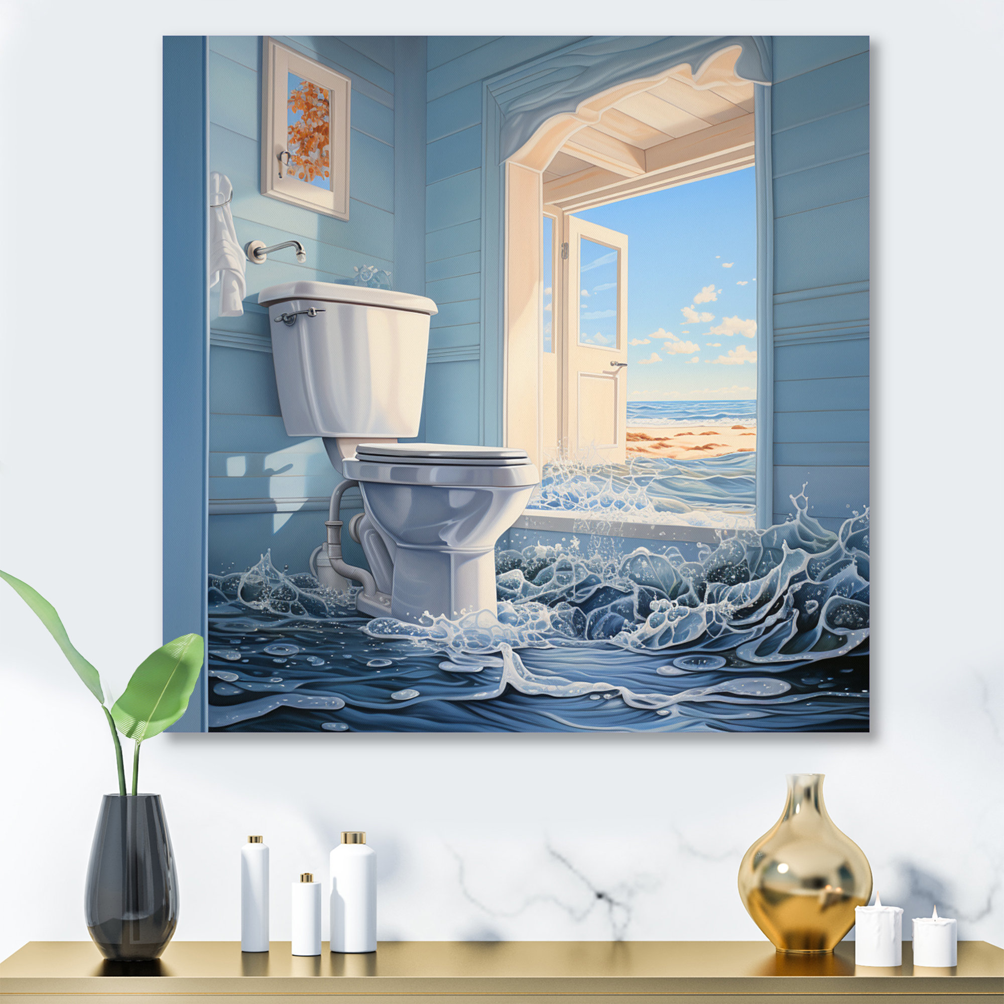 Highland Dunes Oceanic Escape Fluid Toilet II - Bath & Laundry Metal ...