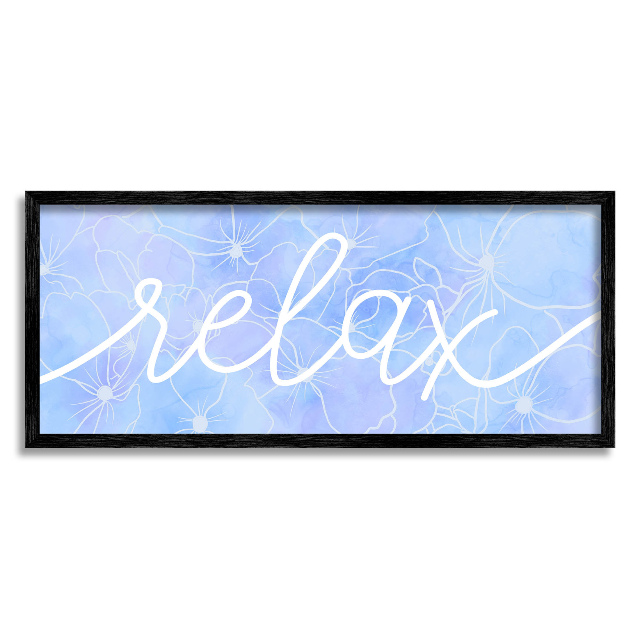 Stupell Industries Relax Blue Flower Blossoms Framed Giclee Art By Lil ...