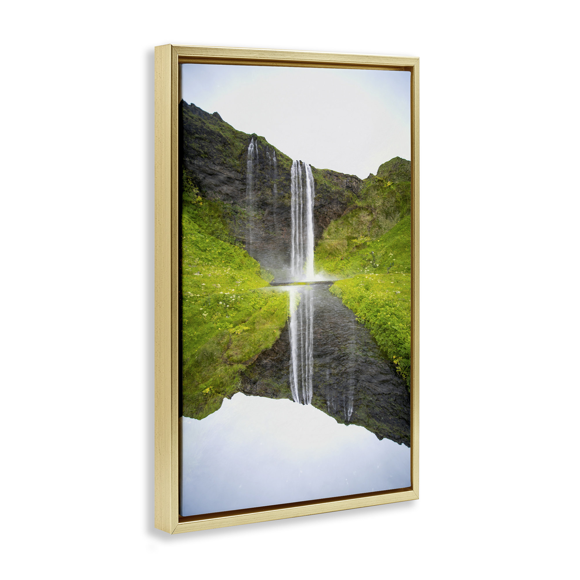 Latitude Run® Lush Waterfall Reflection Floating Frame, design by Robin ...