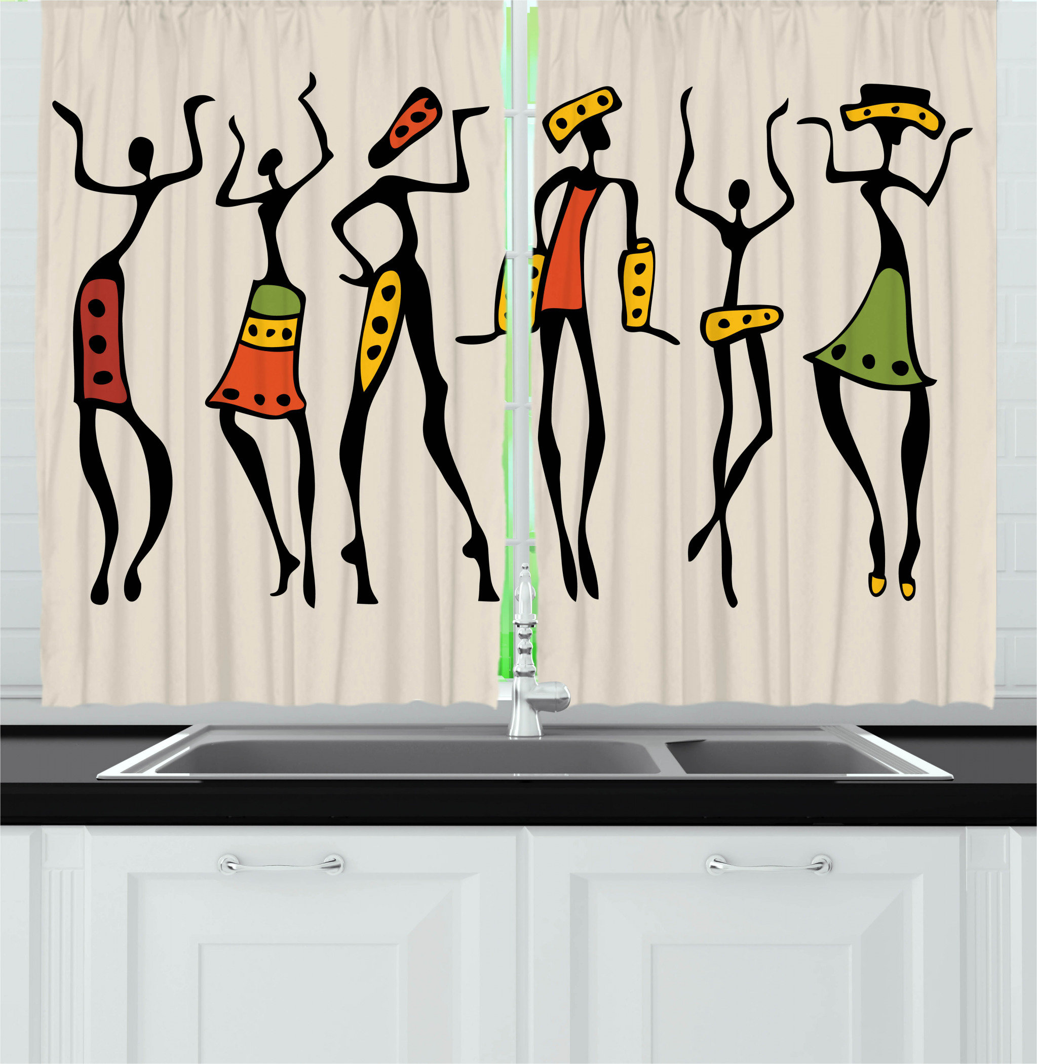 Ambesonne African 2 Piece Kitchen Curtain | Wayfair