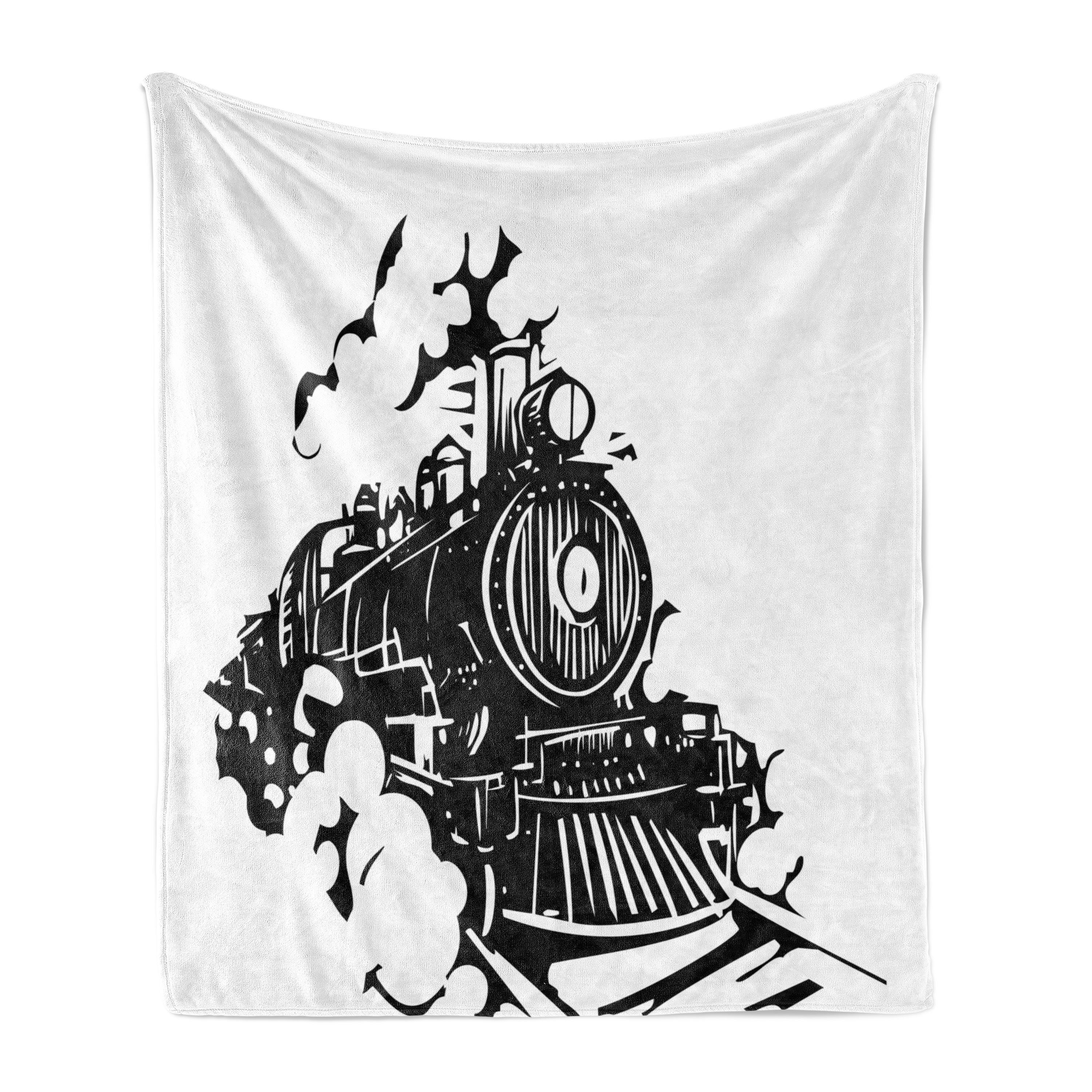 Ambesonne Train Fleece Throw Blanket Woodcut Railroad Locomotive | Wayfair