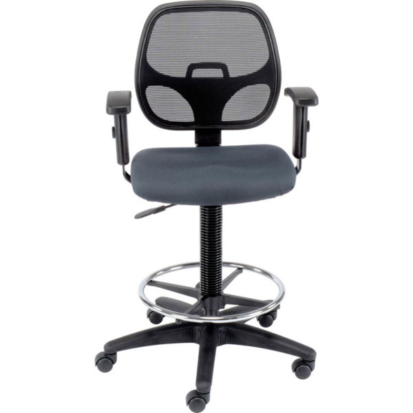 Interion Backed Adjustable Height Ergonomic Lab Stool with Footring ...