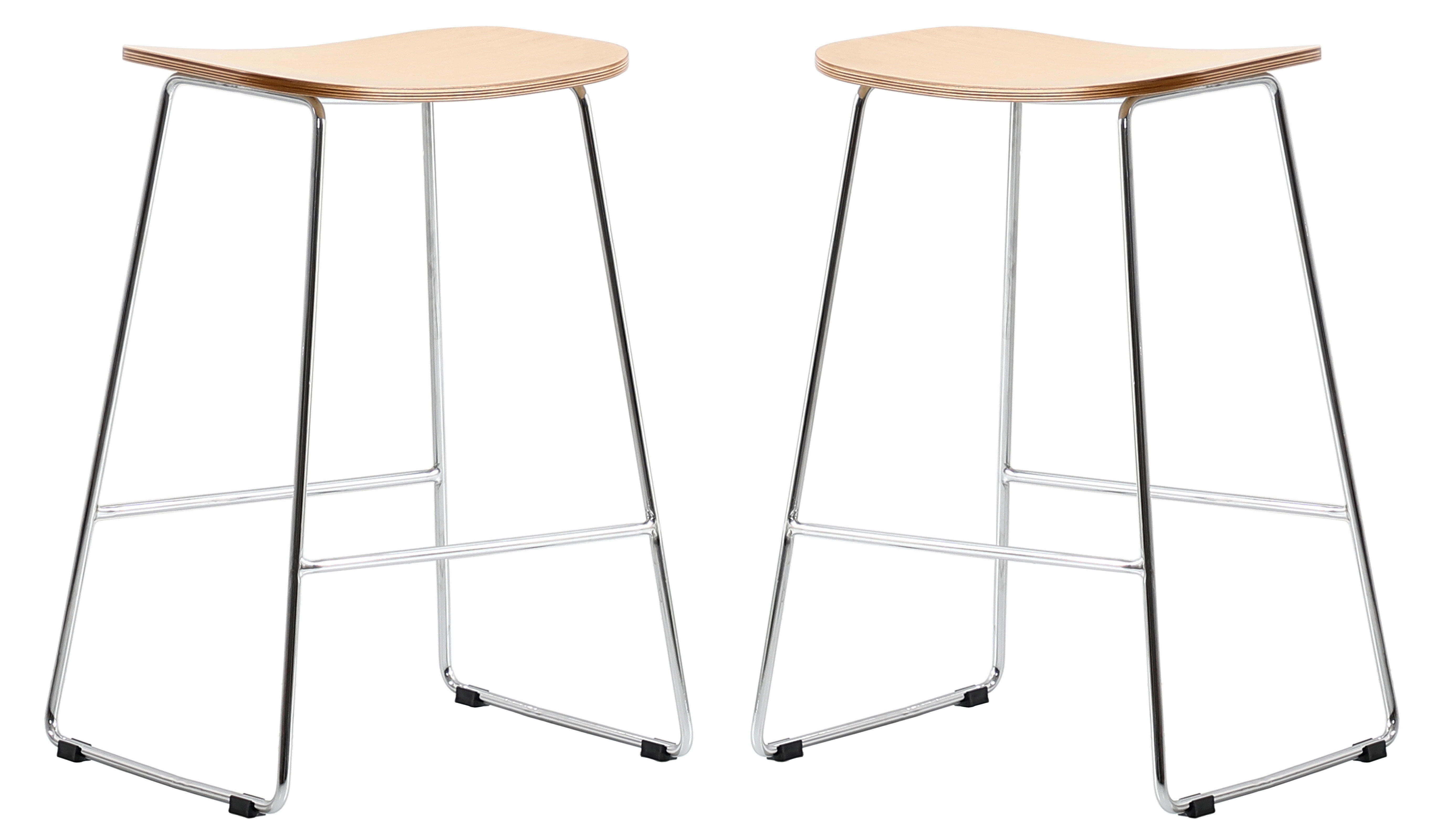Orren Ellis Brakebill Melrose 26" Wood Bar Stool in Chrome Base | Wayfair