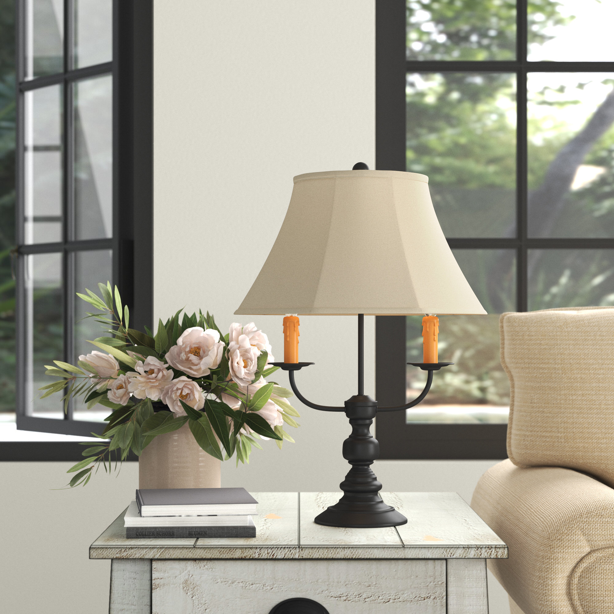 August Grove® Bryden 26" Black Metal Three Light Table Lamp With ...