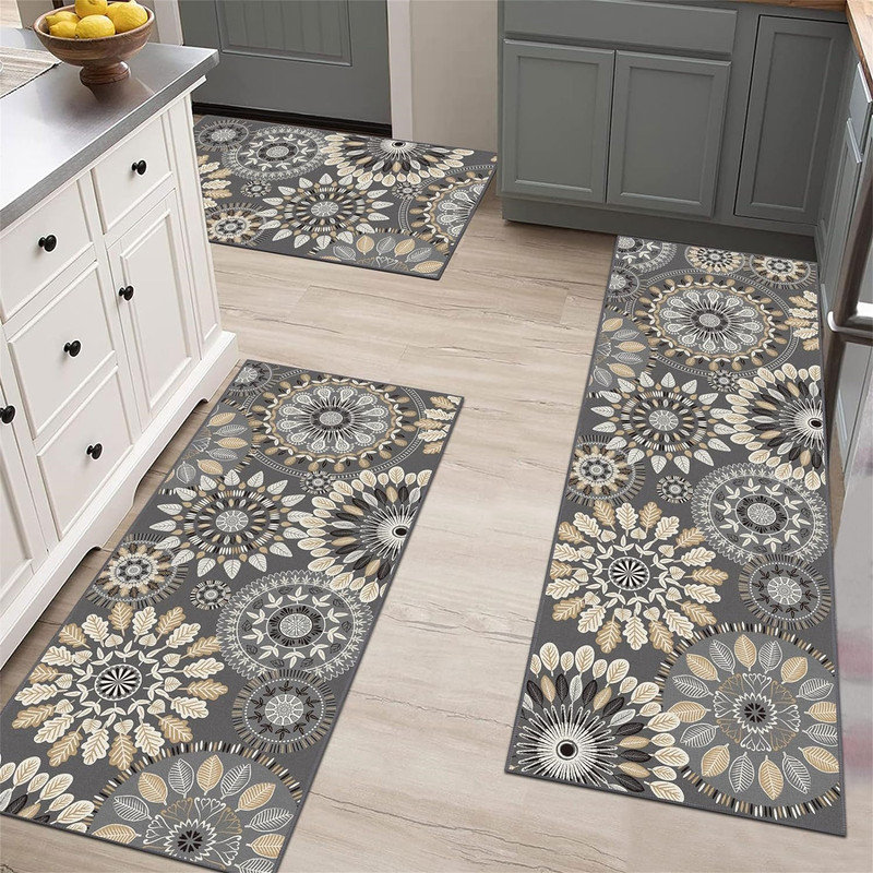 Bungalow Rose Farmhouse Kitchen Rug Sets 3 Piece,Non Slip Kitchen Rugs ...