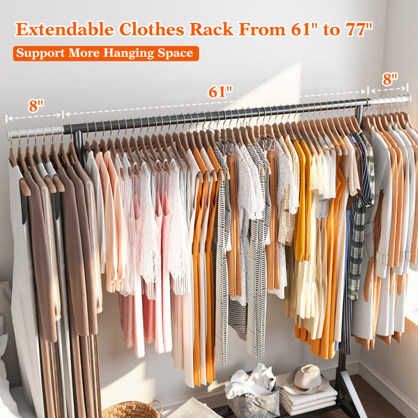 Rebrilliant Masen Metal Garment Rack Freestanding Clothes Hanging Rack ...