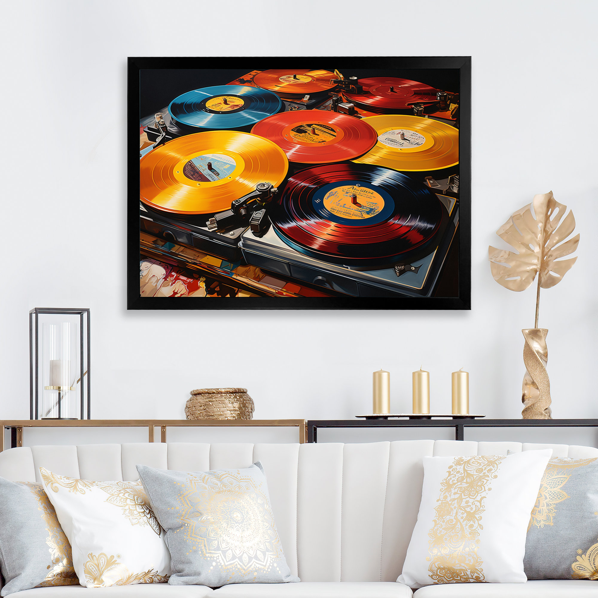 Latitude Run® Colourful Vinyl Serenade I - Music Canvas Art Print ...