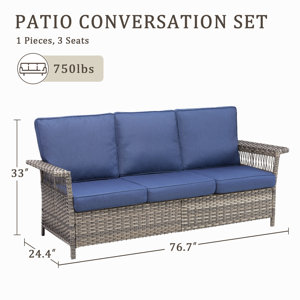 Buenhomino Outdoor 3-Seater Patio Wicker Sofa | Wayfair