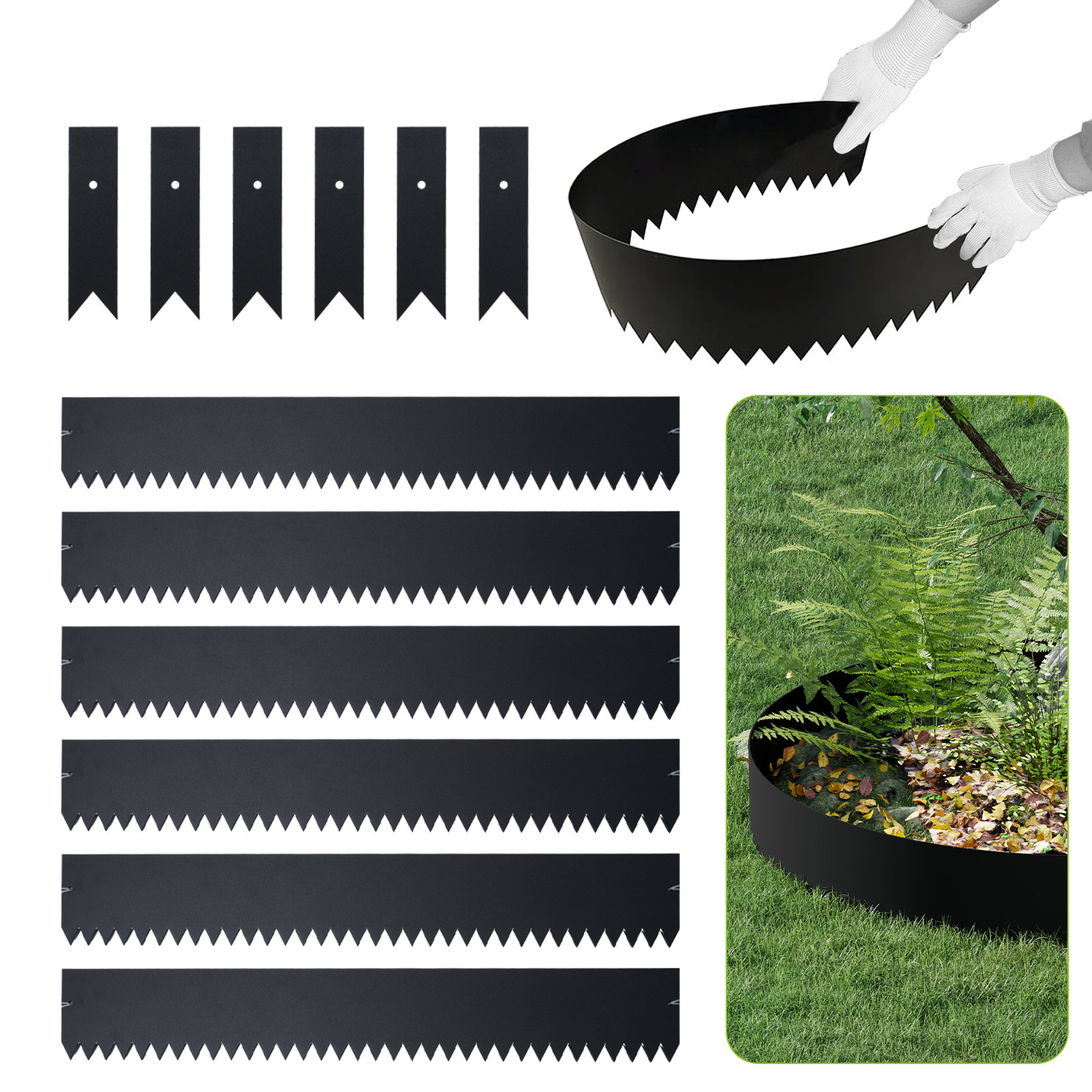 TECSPACE Steel Landscape Edging, 6-Pack Steel Garden Edging Borders, 40 ...