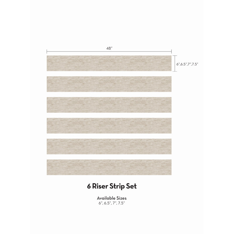 Latitude Run® Jven Canvas Look Peel and Stick Stair Riser Strips Wall ...