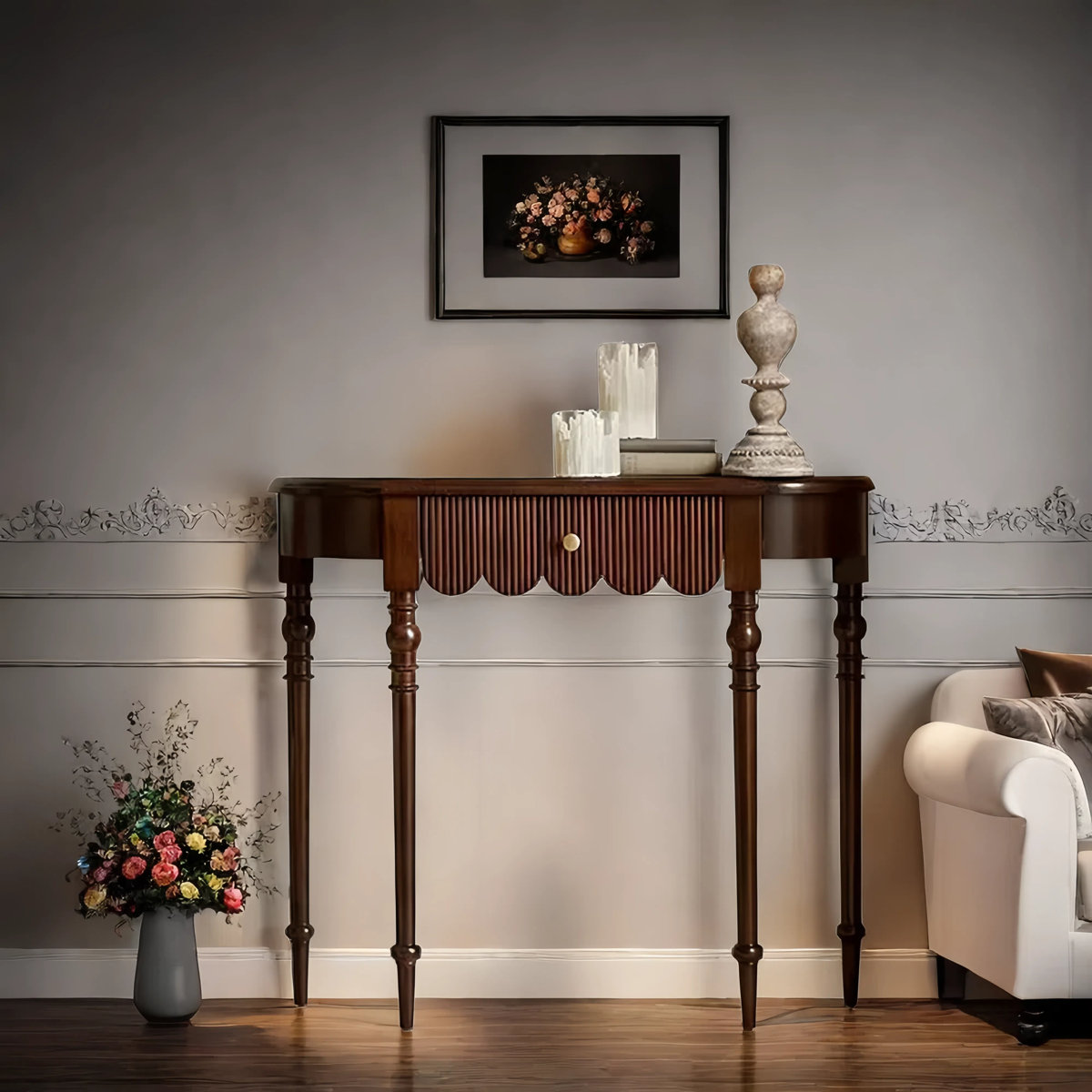 LIZIYE Solid Wood Semi-Circle Entryway Console Cabinet | Wayfair