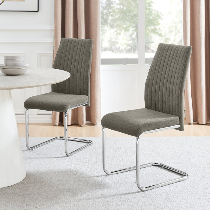 Metro Lane Loren Luxury Fabric Dining Chairs with Legs Upholstered ...