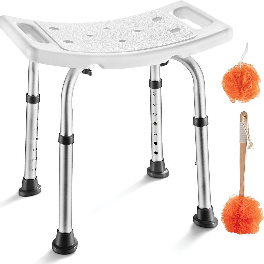 Ebern Designs Shower Chair - With Back Scrubber & Additional Spon ...