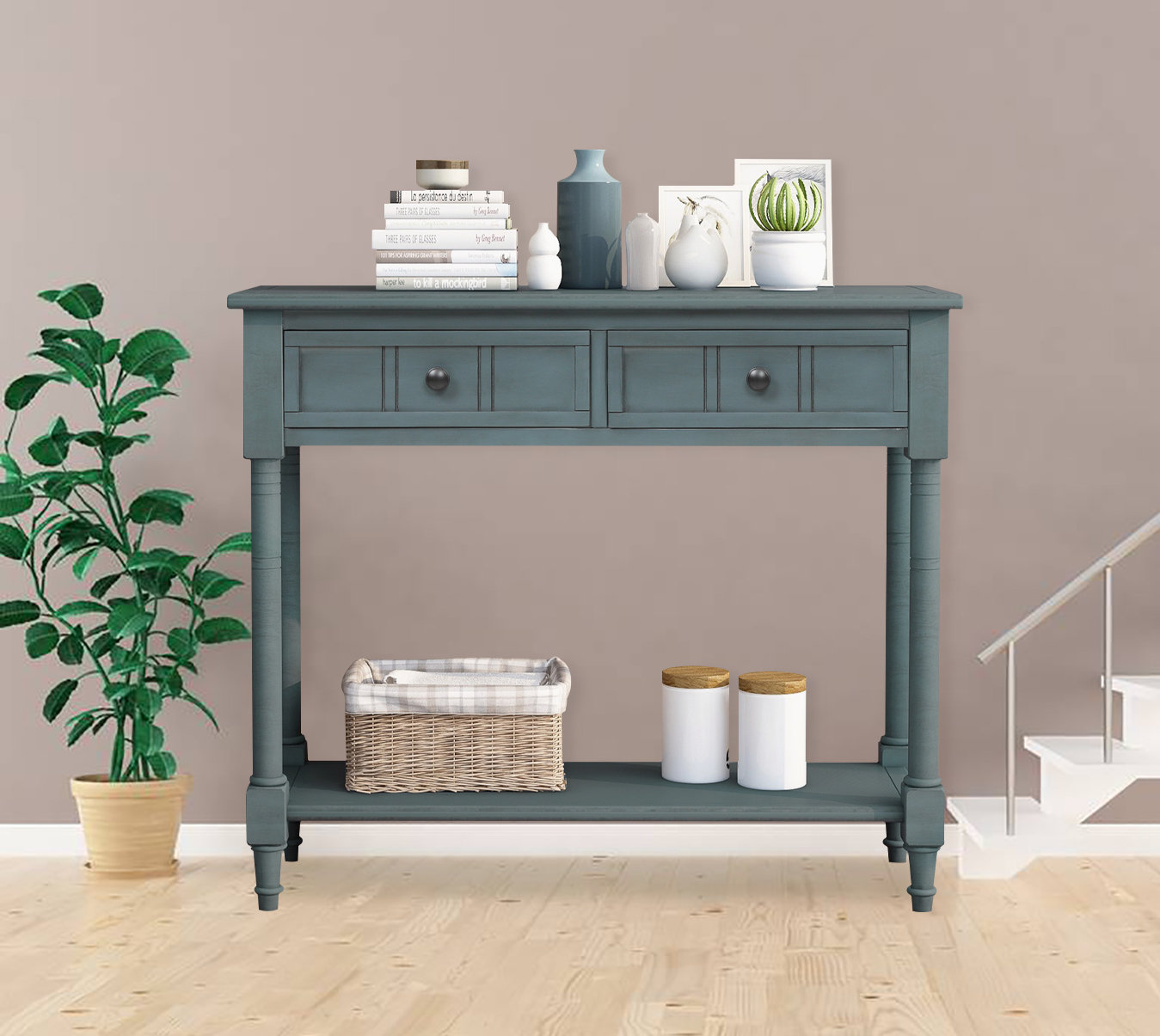 Red Barrel Studio® Floriean Rustic Vintage Farmhouse Style Console ...