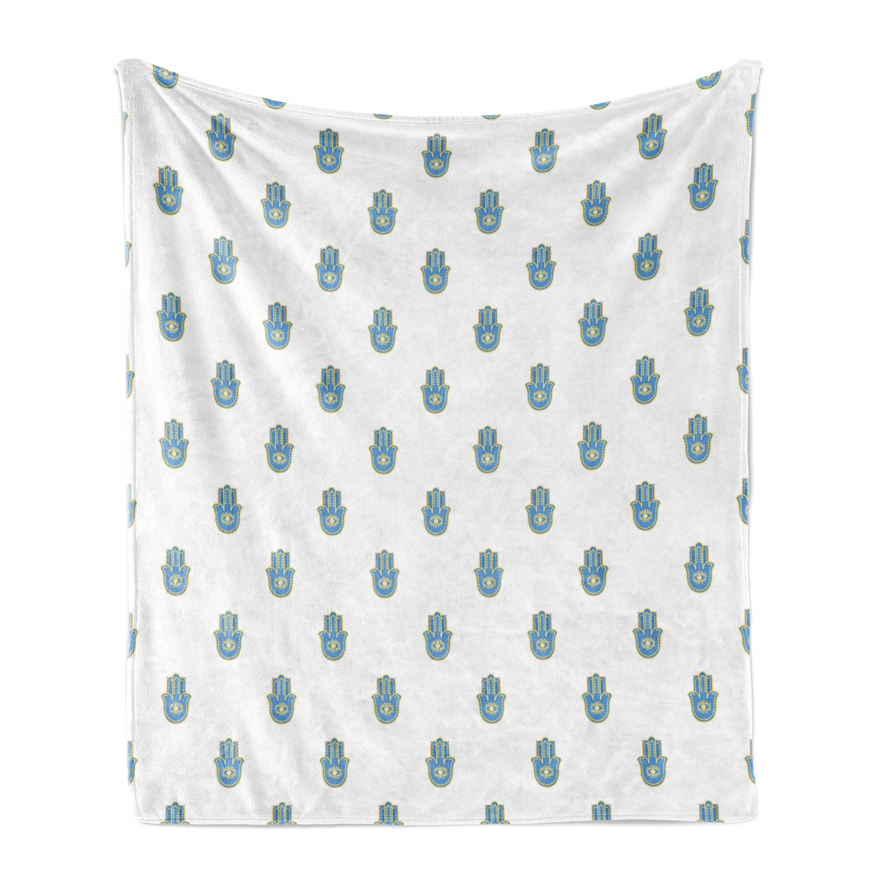 Ambesonne Hamsa Fleece Throw Blanket Bicolor Oriental Hand Print | Wayfair