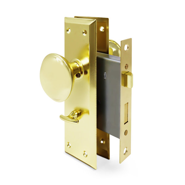 Premier Lock 2.25'' Diameter Interior Mortise Polished Brass Round Knob ...