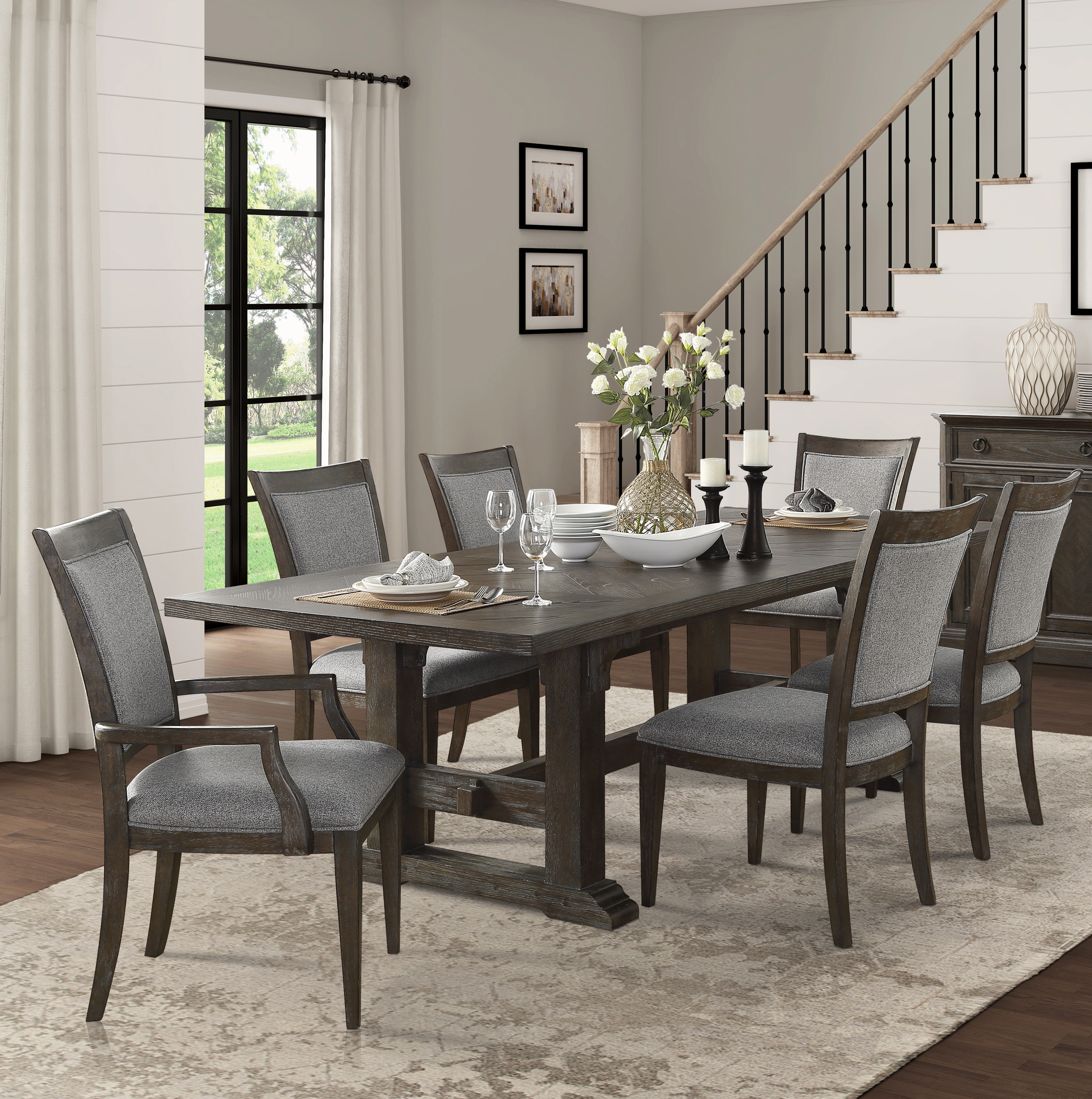 Andrew Home Studio Haenes 7-pcs Dining Table Set | Wayfair