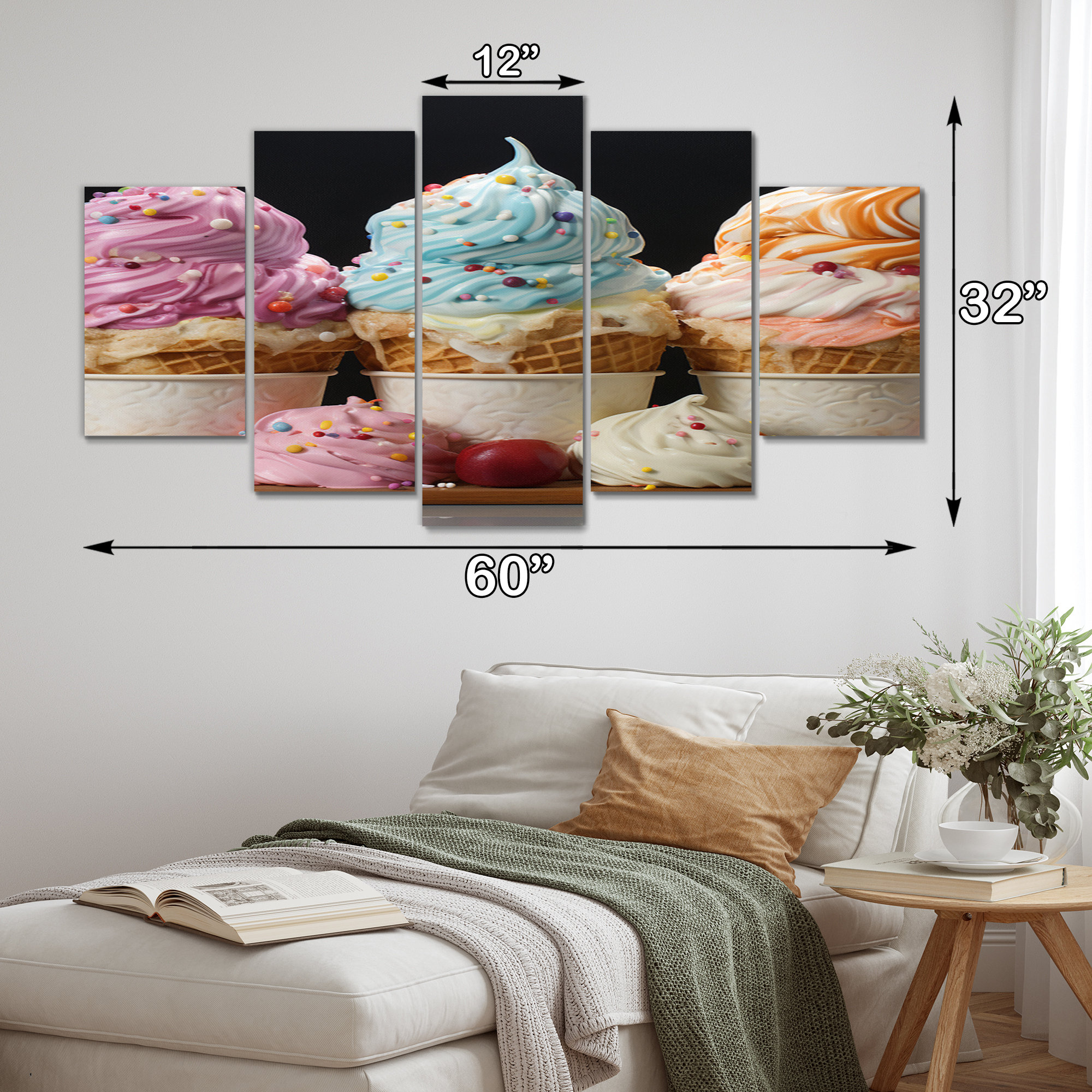 Design Art Food Ice Cream Pointillism IV - Food & Beverage Metal Art ...